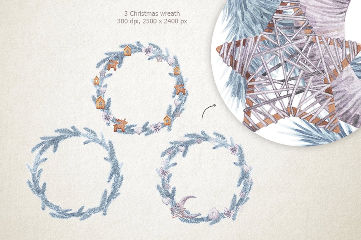 Winter wreaths clipart