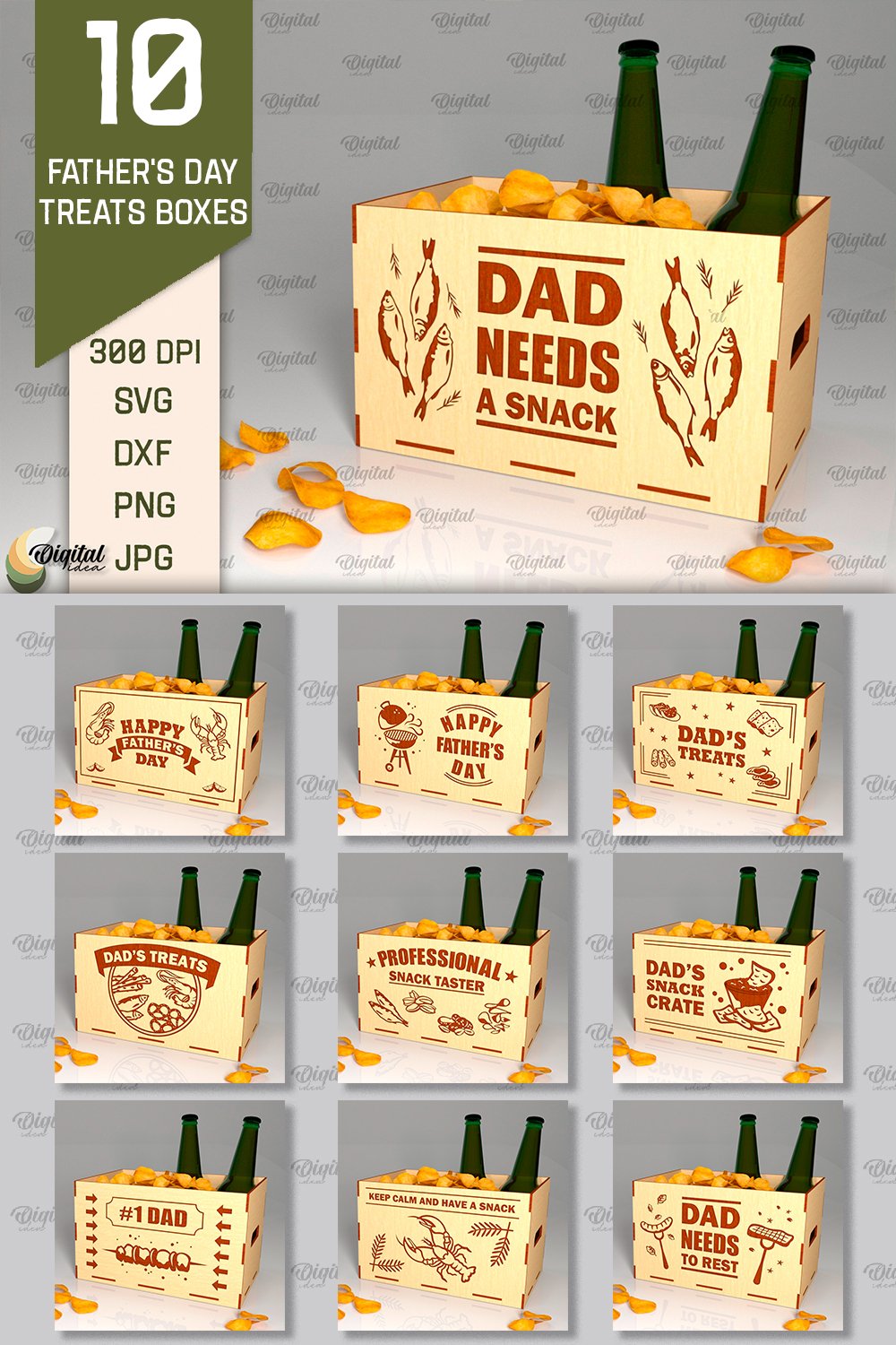 Father's Day Treats Boxes Laser Cut Bundle. 3D Wooden Boxes