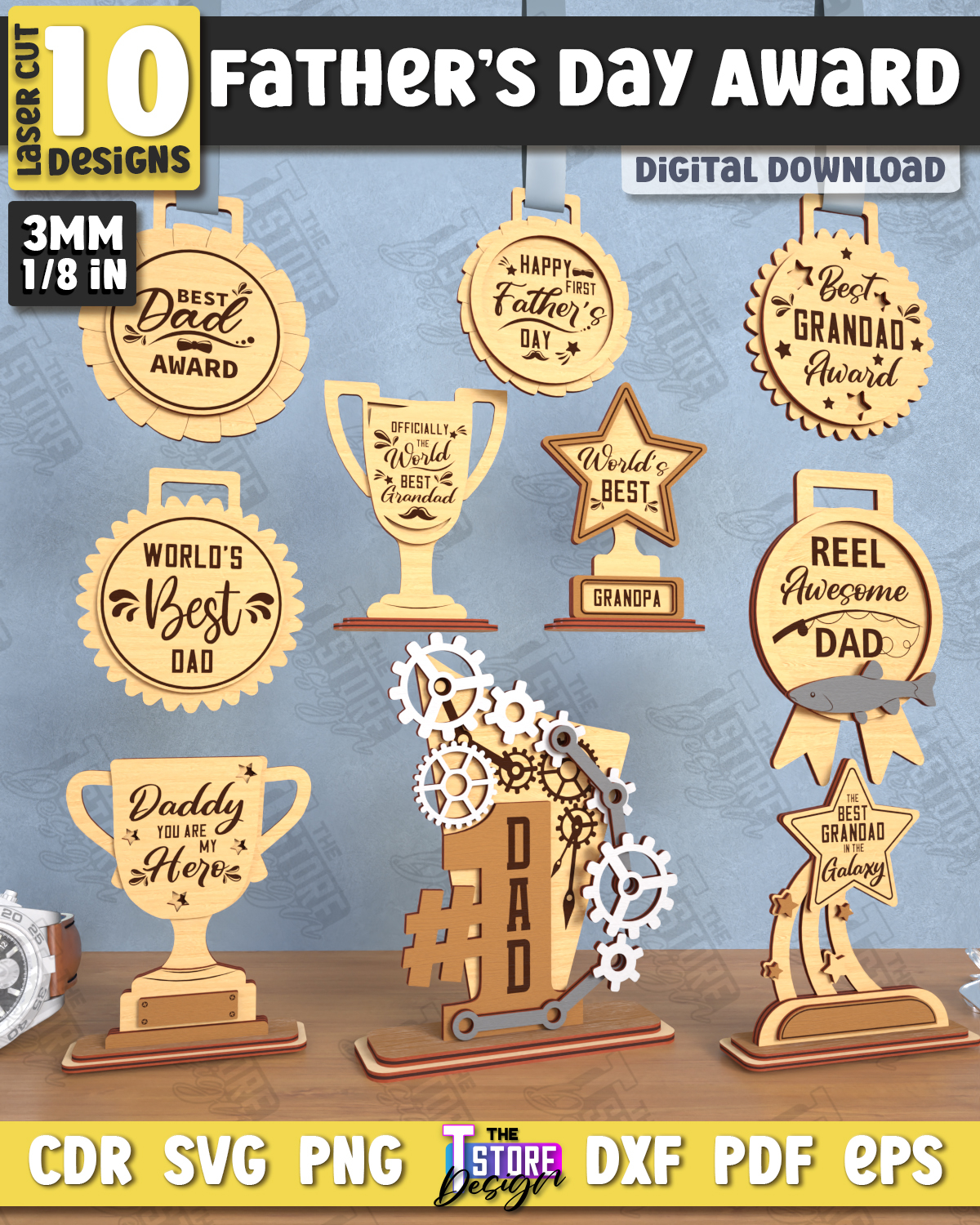 Father's Day Award Laser Cut Bundle, Father's Day (5402557)