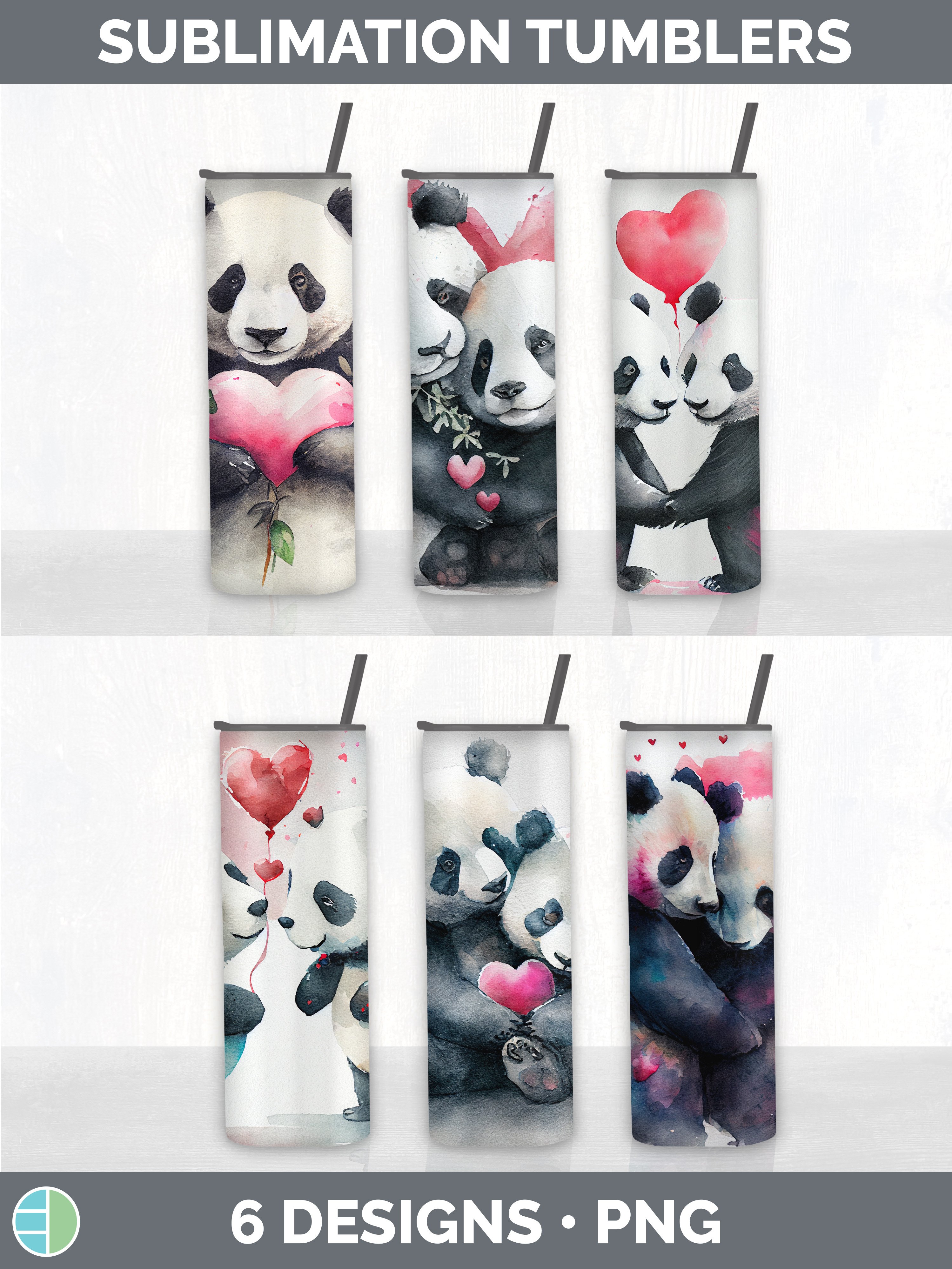 Valentines Panda Tumbler Sublimation Bundle
