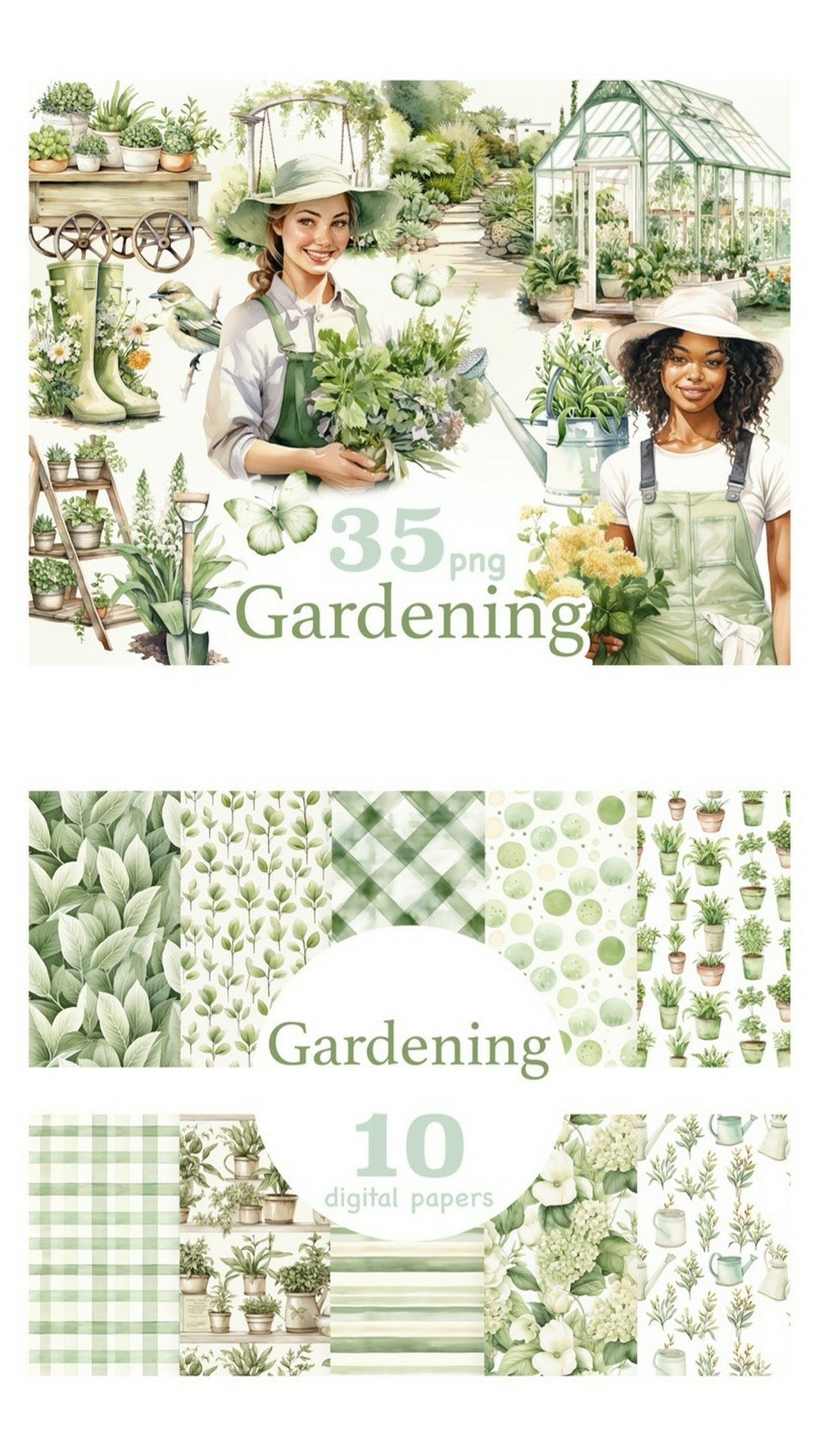 Gardening Digital Paper | Garden Seamless Pattern