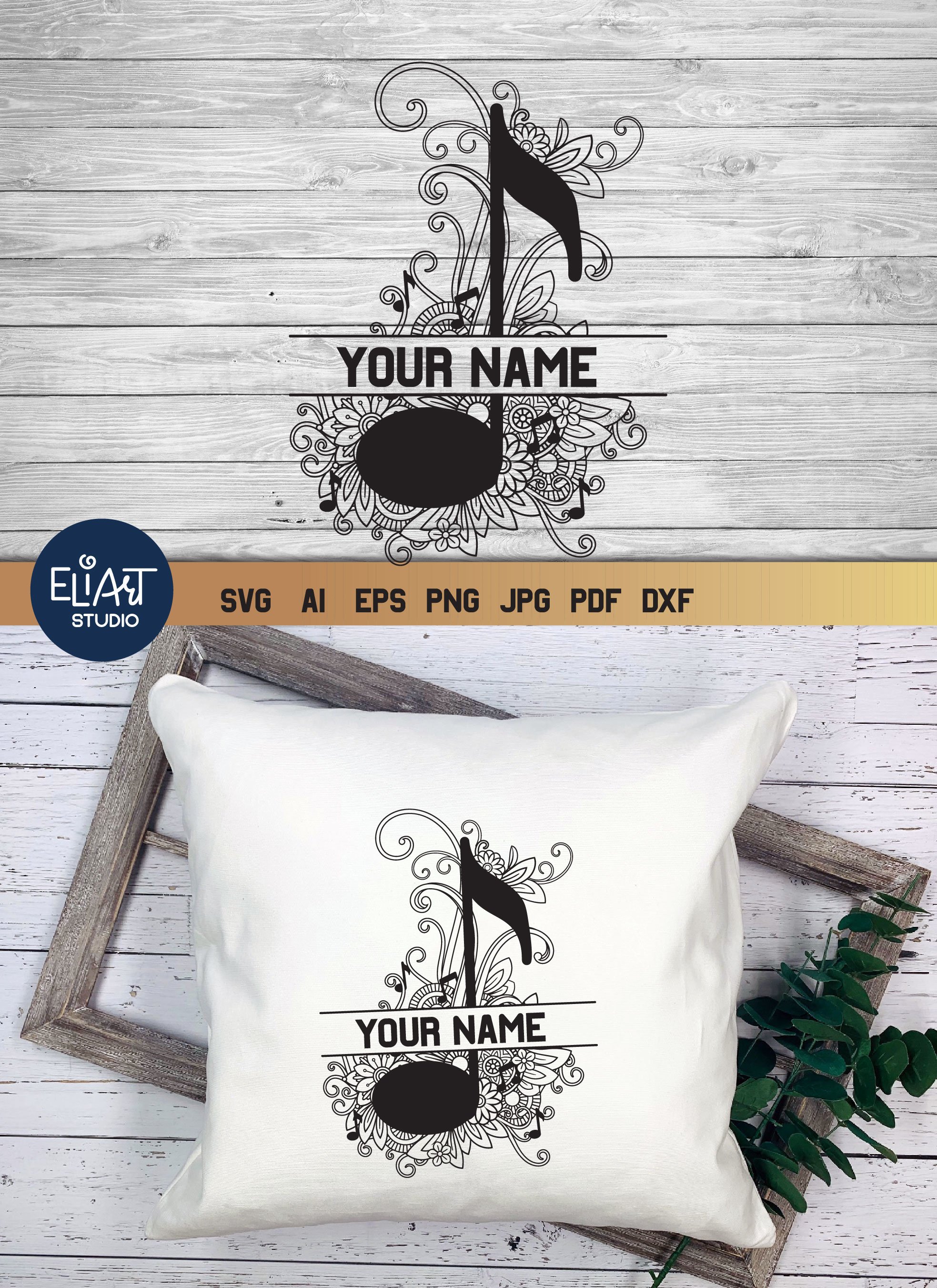 Music Notes SVG | Music SVG Split Monogram