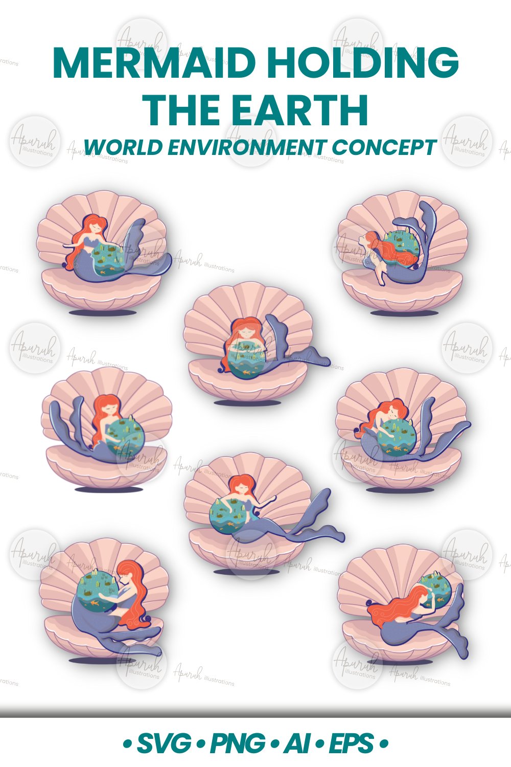 Mermaid Hugging the Earth as a World Environment Day Concept