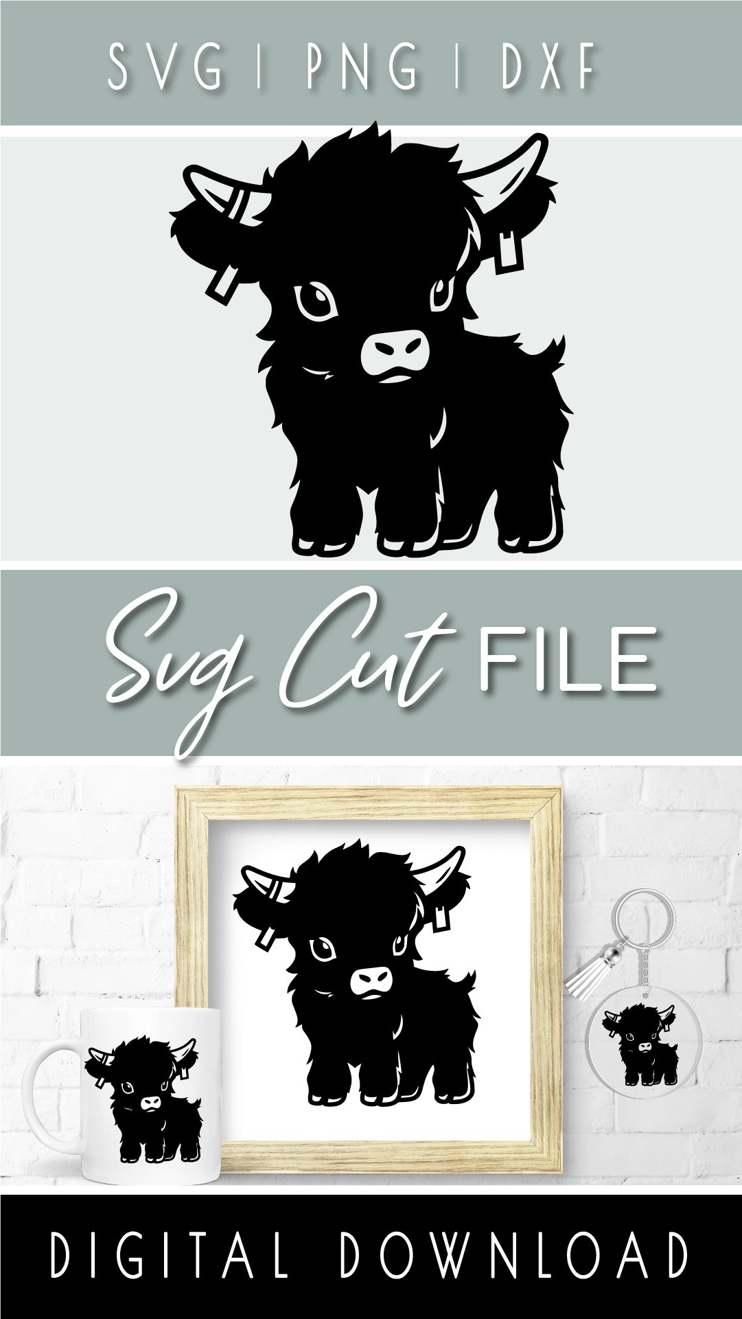 Highland Cow SVG File For Cricut Baby Cow