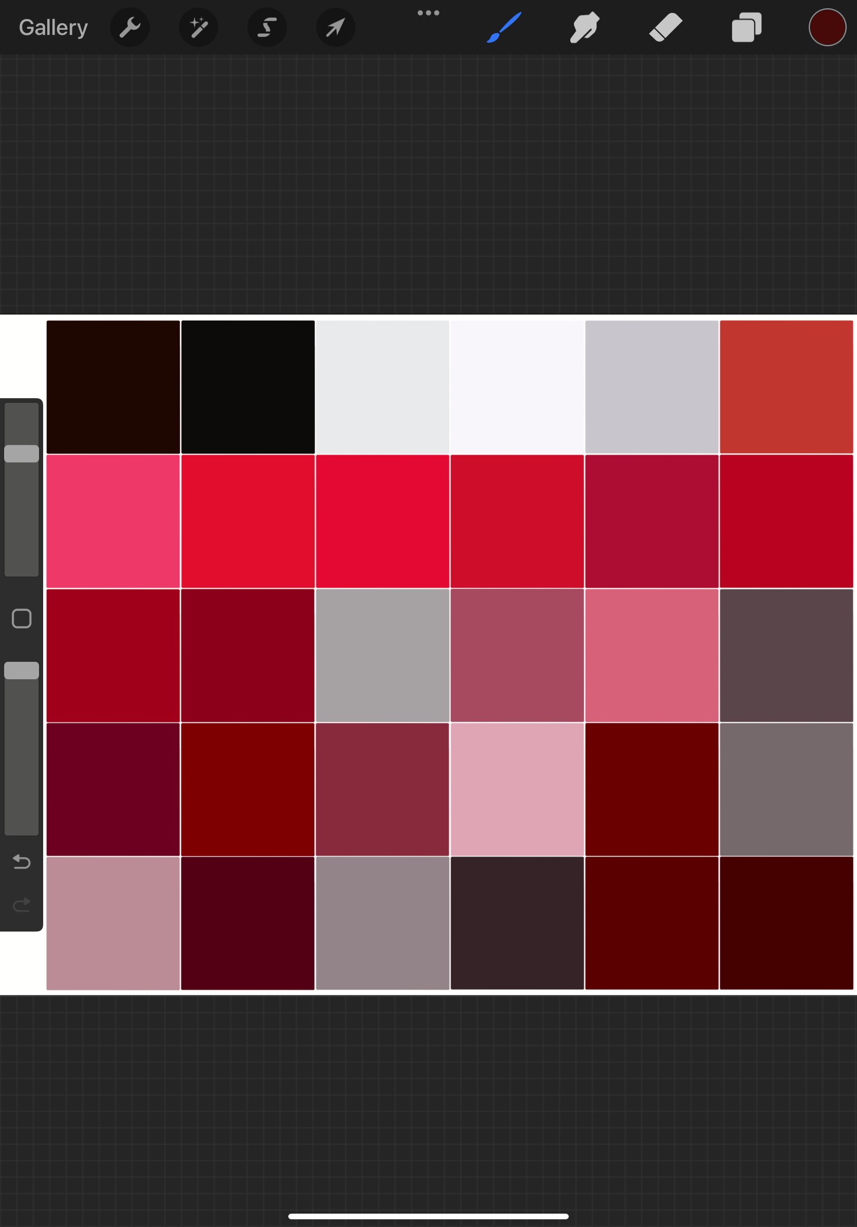 Red Roses Procreate Colour Palette, 30 Color Swatches