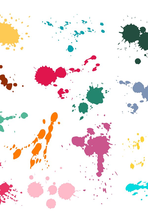 Color ink spot set. Splash and drop colours, colored stain p