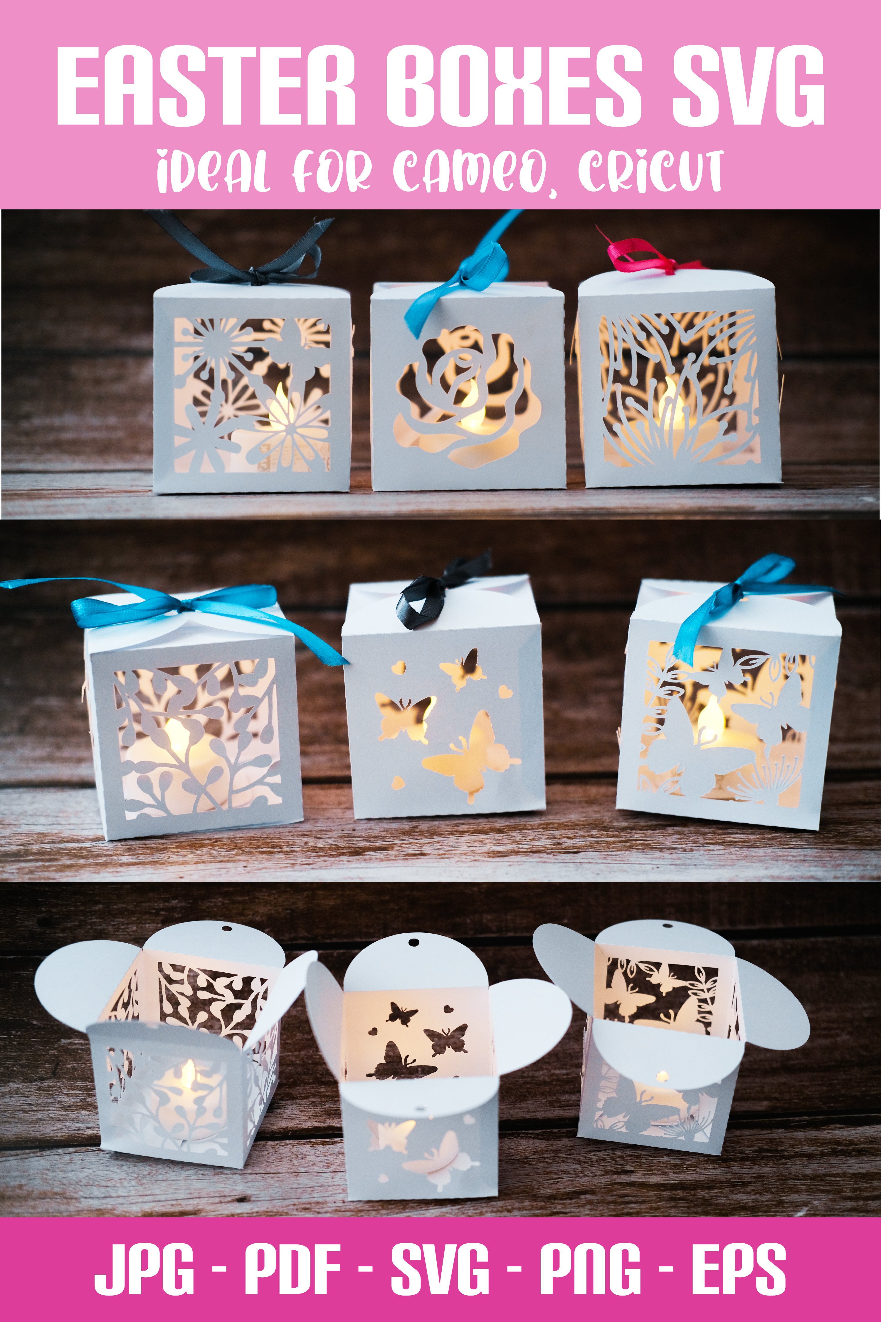 5 Easter gift box SVG I Easter lanterns SVG I Easter boxes