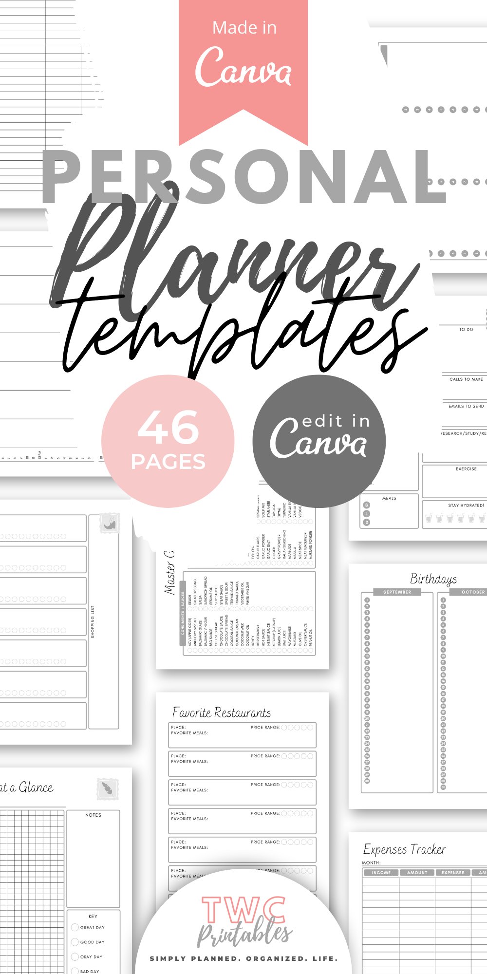 personal planner canva templates