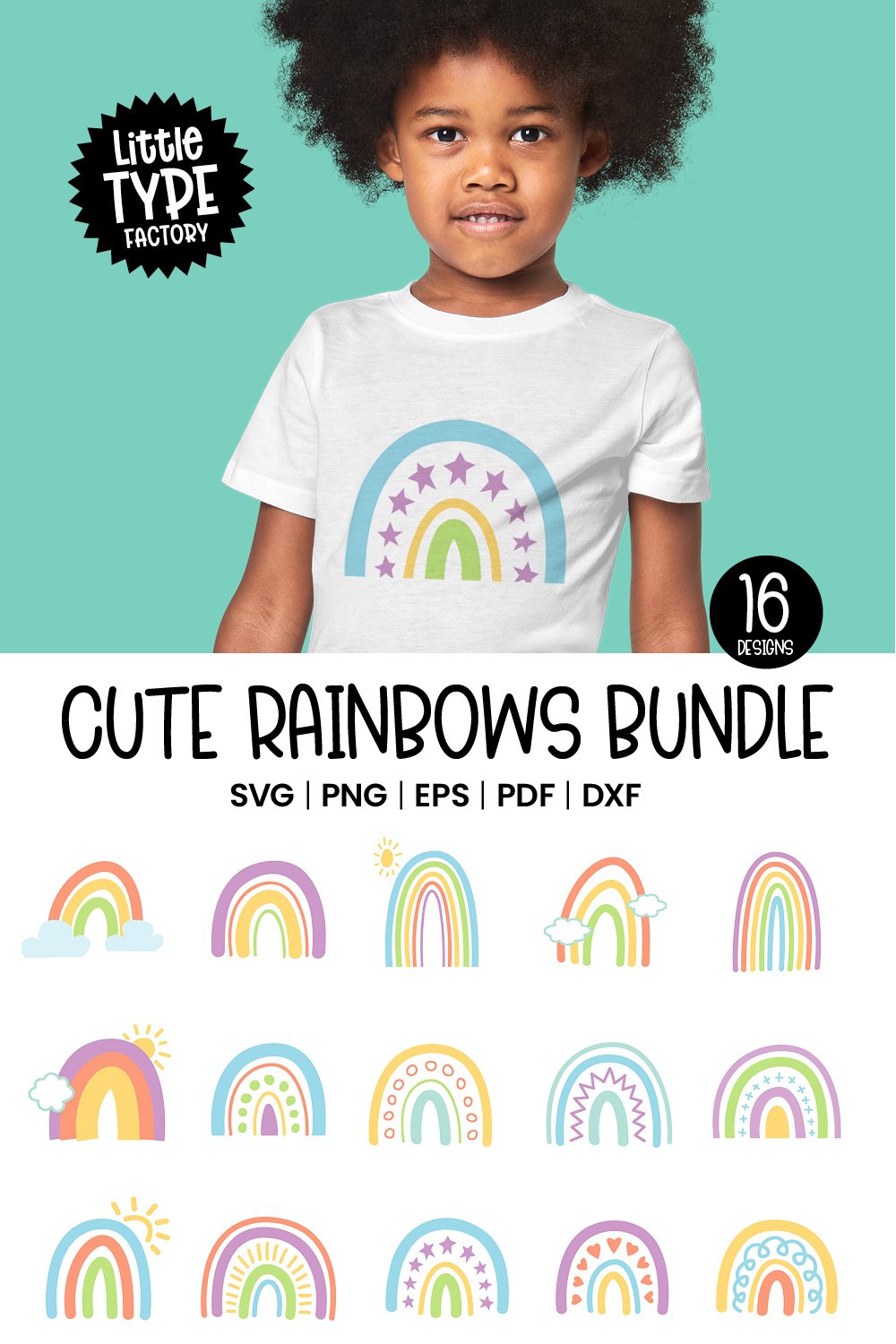 Cute Kid Rainbows Bundle | SVG Files
