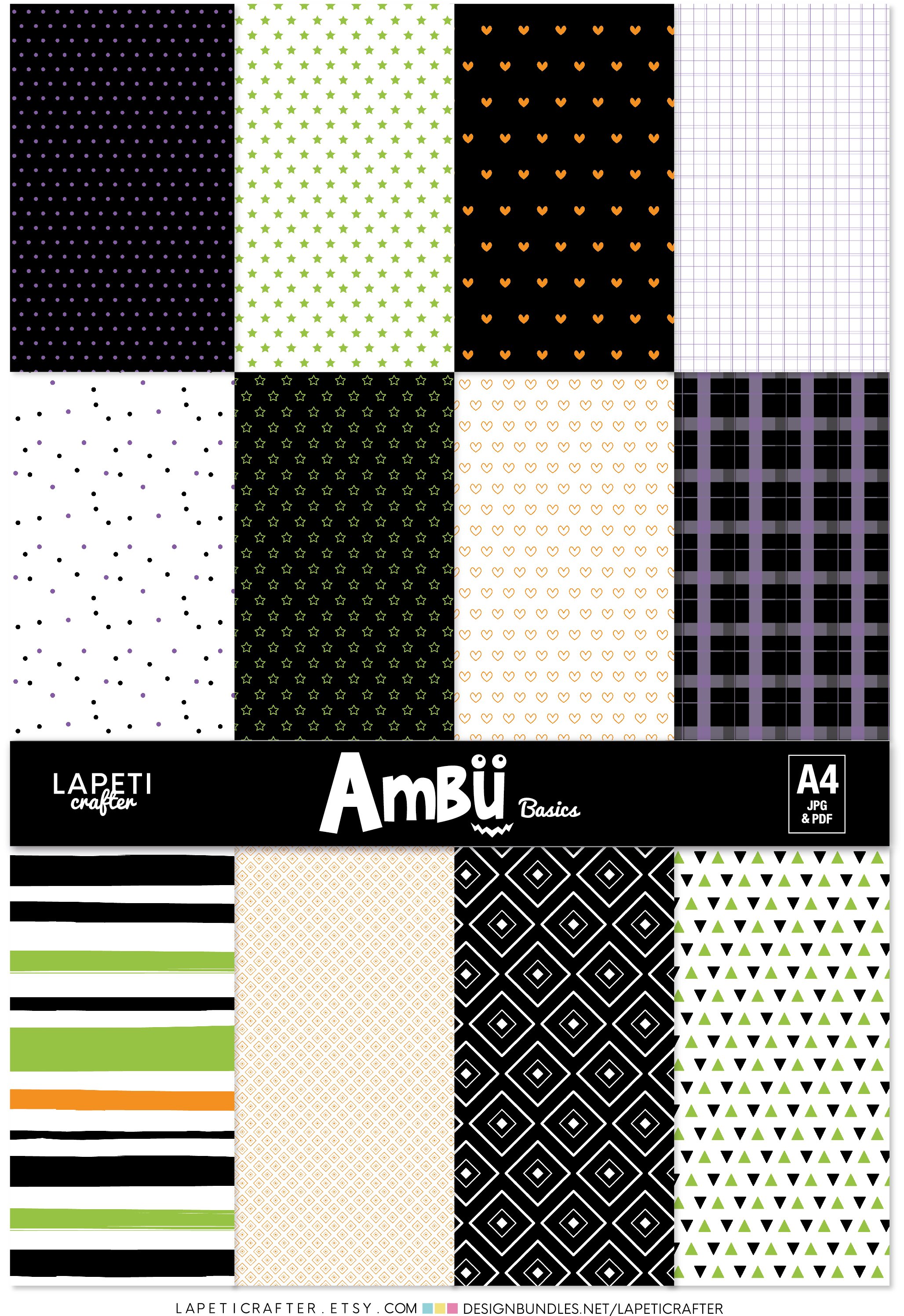 Basic Geometric Digital Paper Pack for Boys