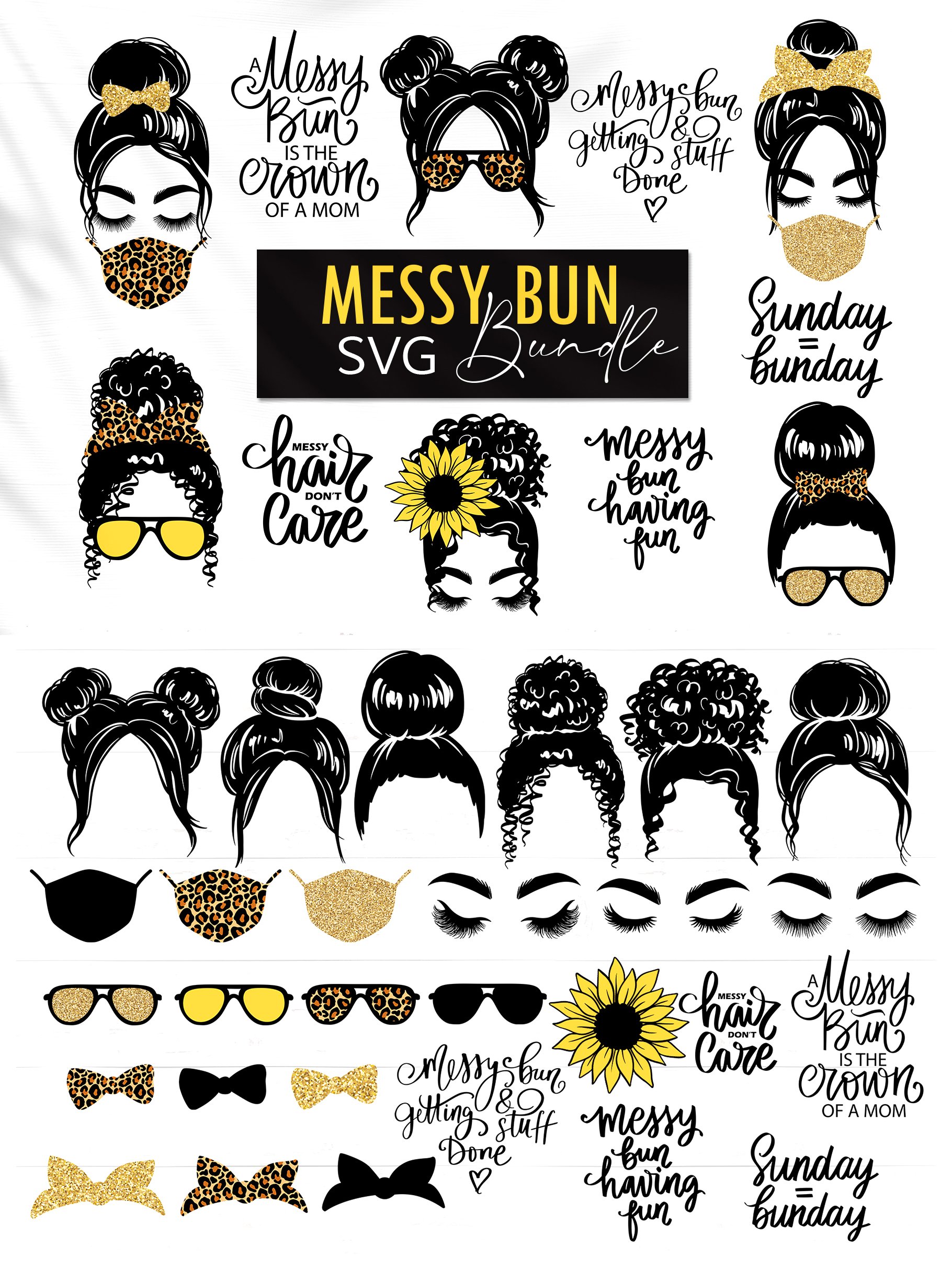 Messy Bun SVG Messy Bun Bundle Afro Messy Bun 1355123 Messy Bun SVG Messy Bun Bundle Afro Messy Bun 1355123