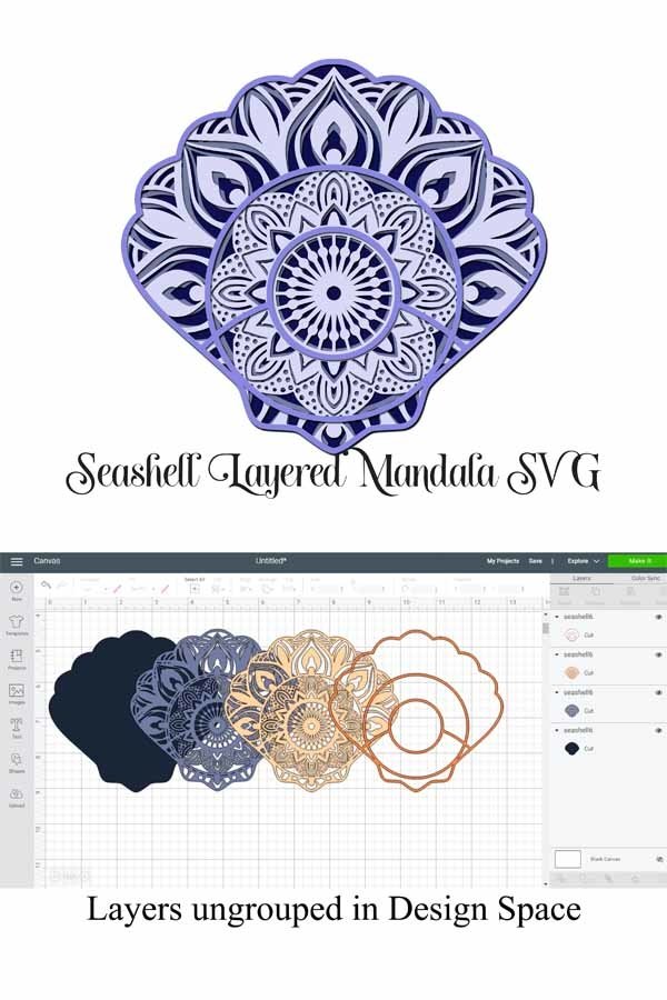 Layered Seashell Mandala 3D SVG and PNG