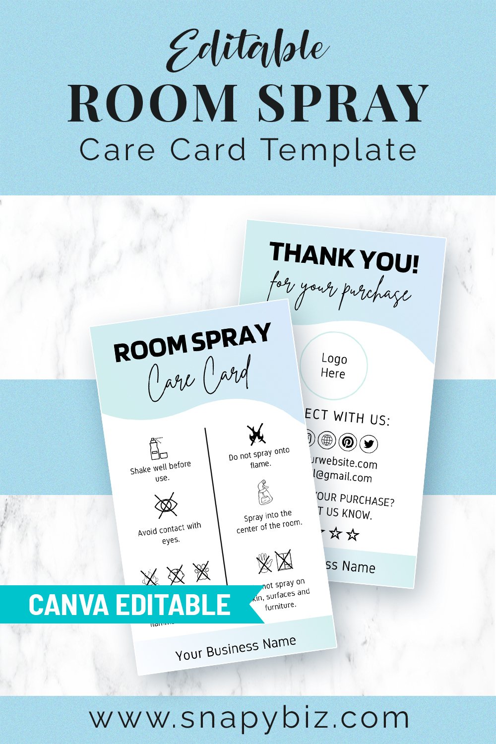 Editable Room Spray Care Card Template