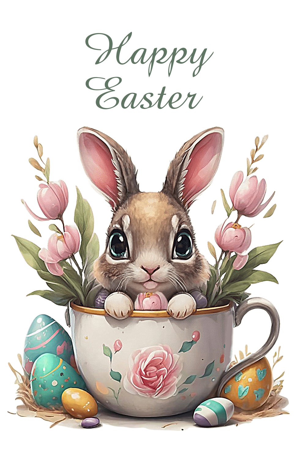 Easter bunny in a cup clipart.