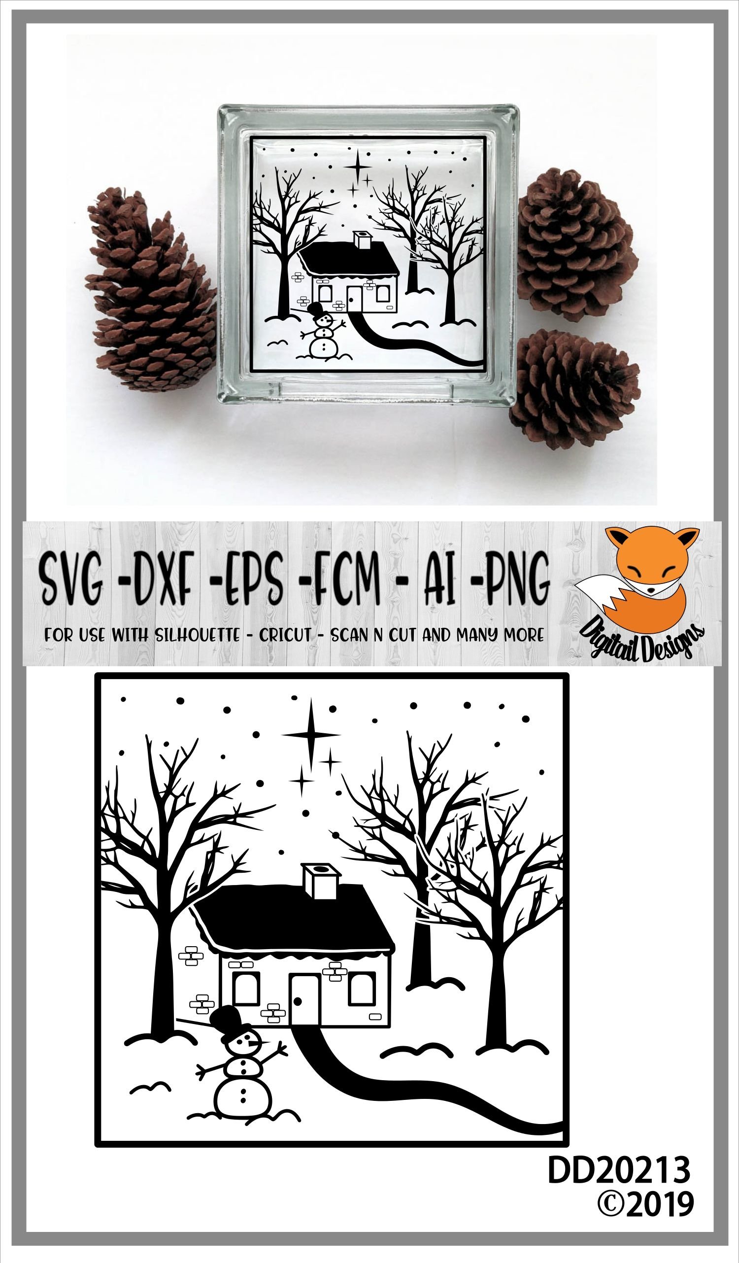 Winter House Snowy Christmas Scene SVG