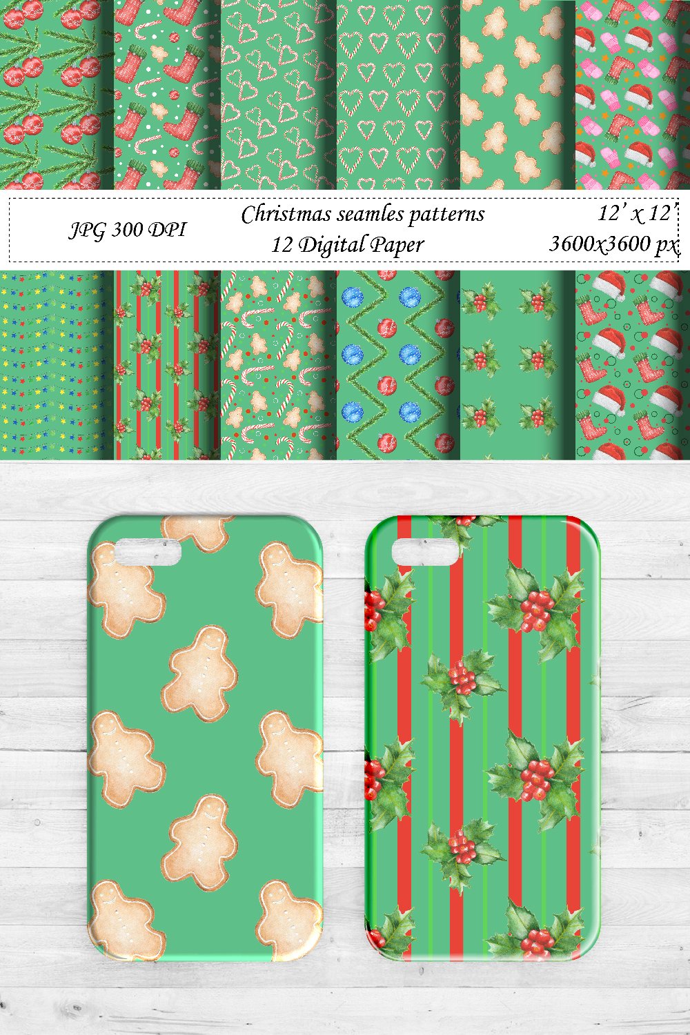 Christmas seamless pattern.Digital paper.Santa,New year