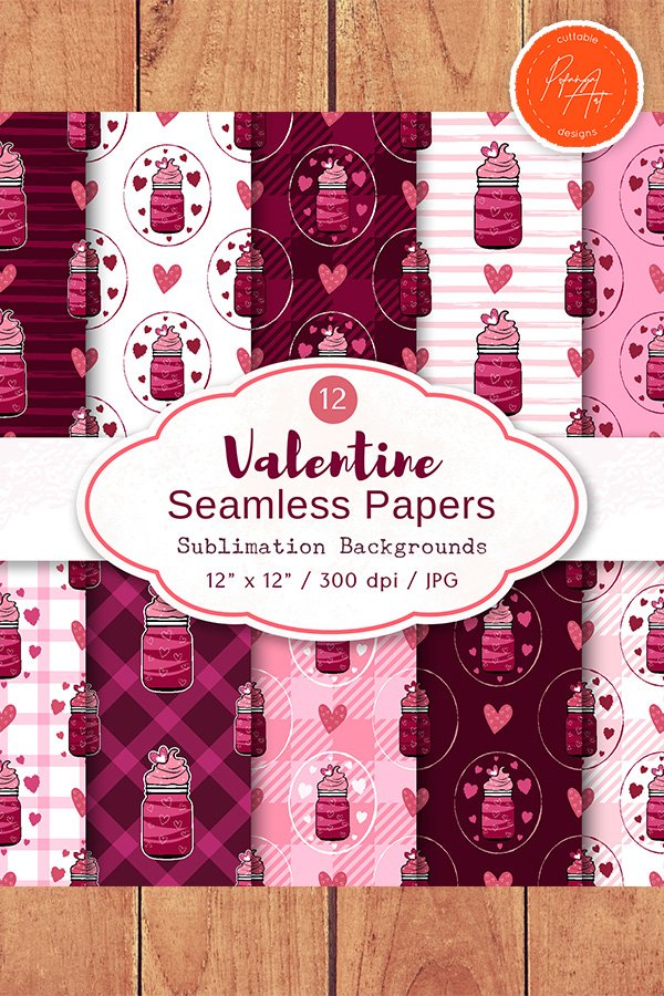 Seamless Valentine Day Digital Papers Pack