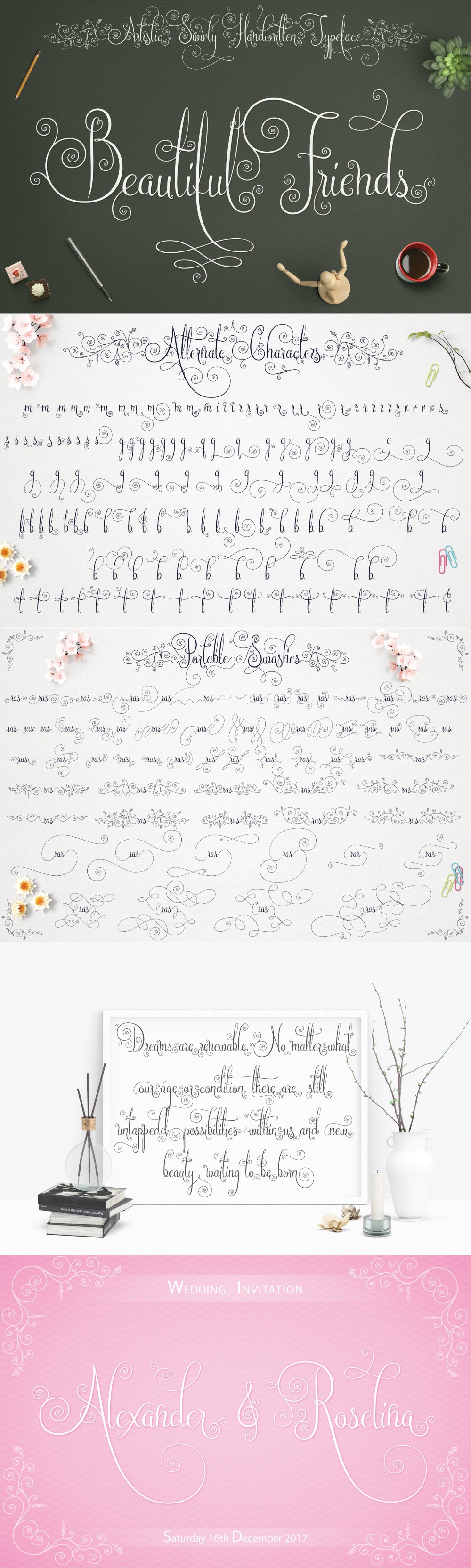Beautiful Friends | Swirly Tail Script