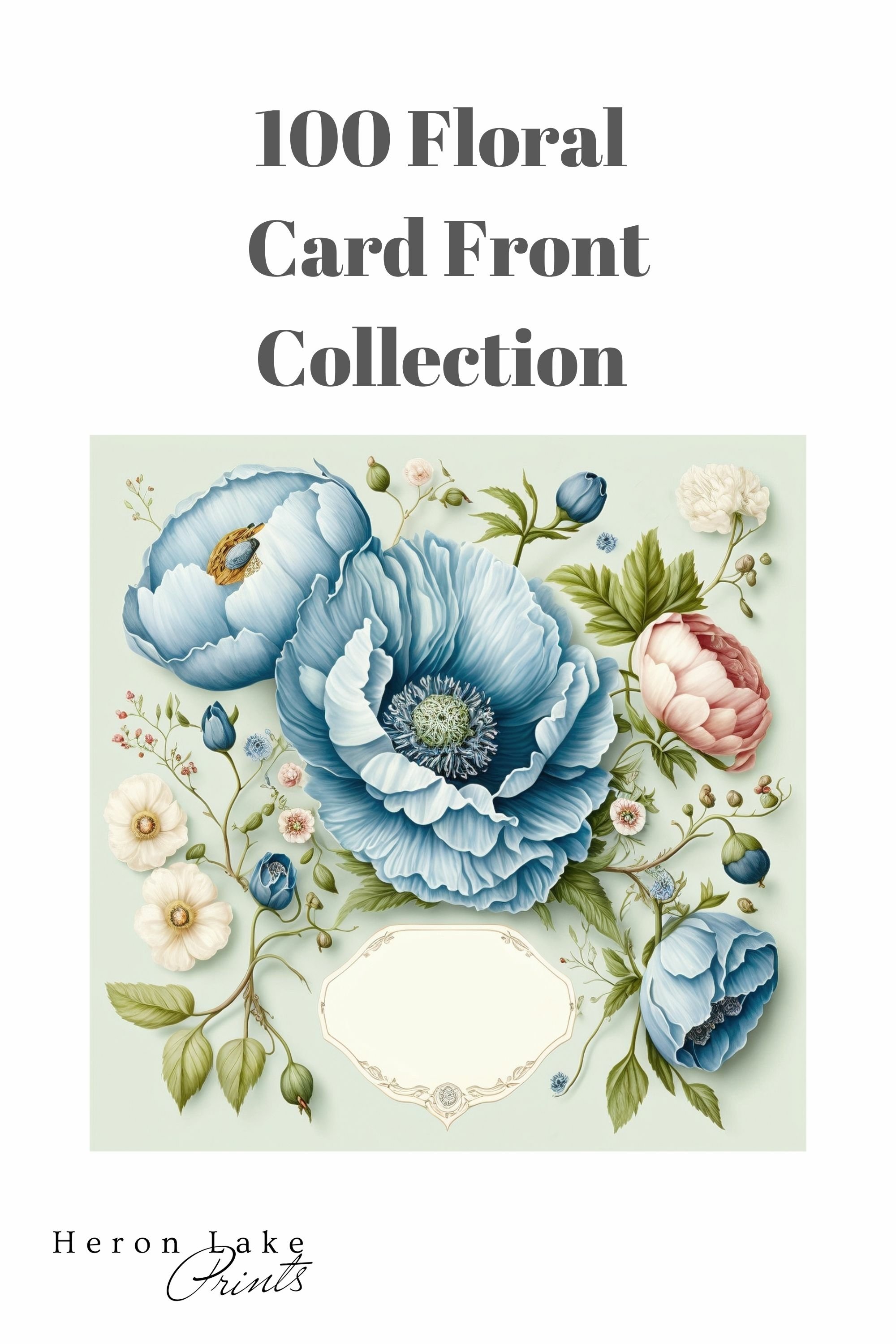 Floral Square Card Front Collection with Text Space