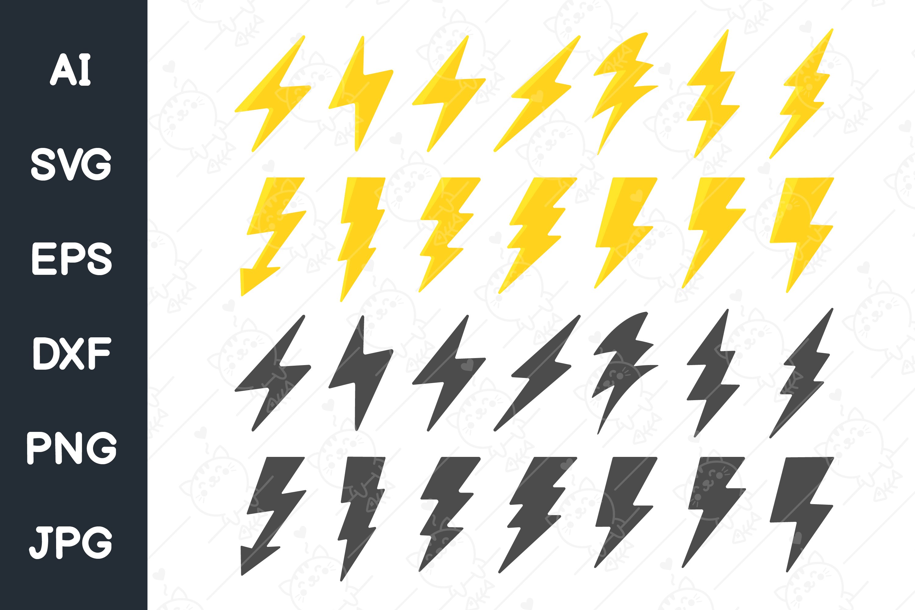Flat lightning icon set. Simple lightning design. svg file
