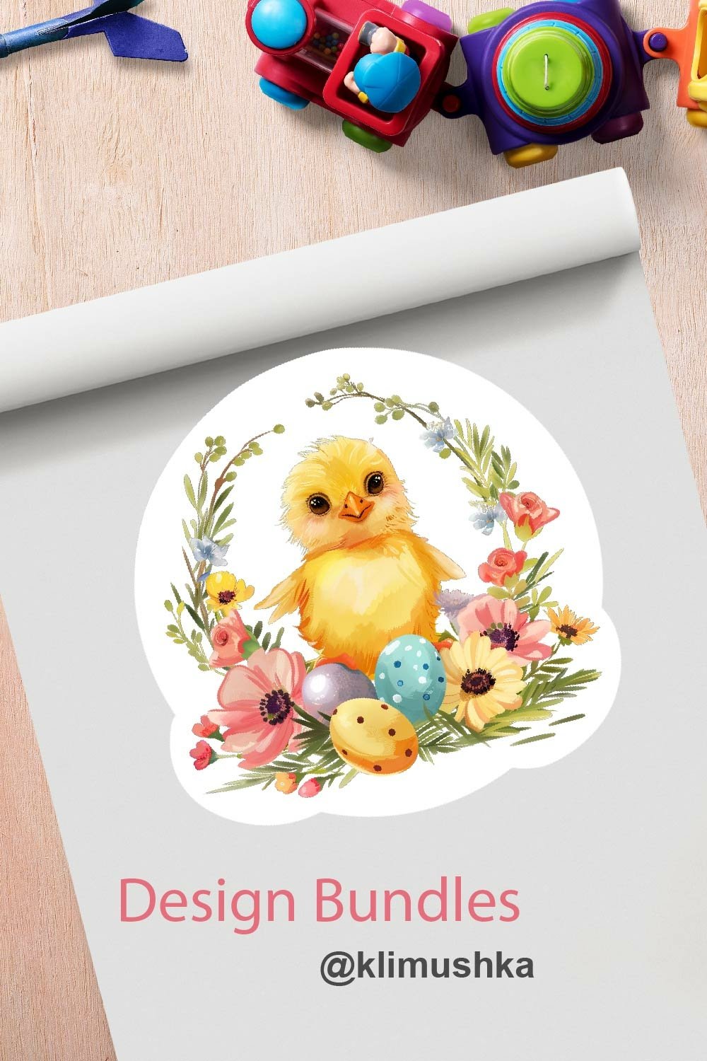 Easter little chick with eggs sticker|Print Sticker sheet