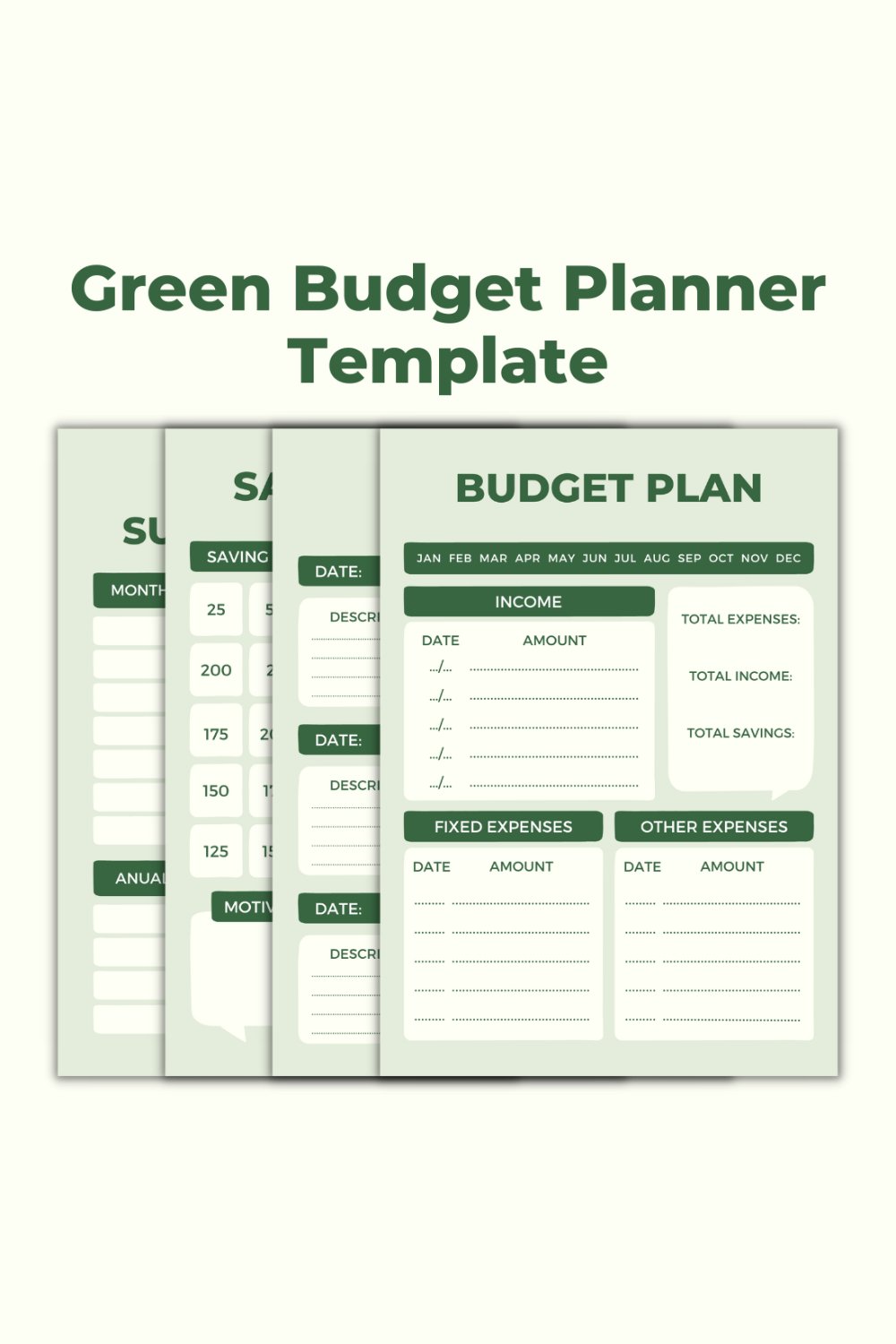 Green Budget Planner Canva Template