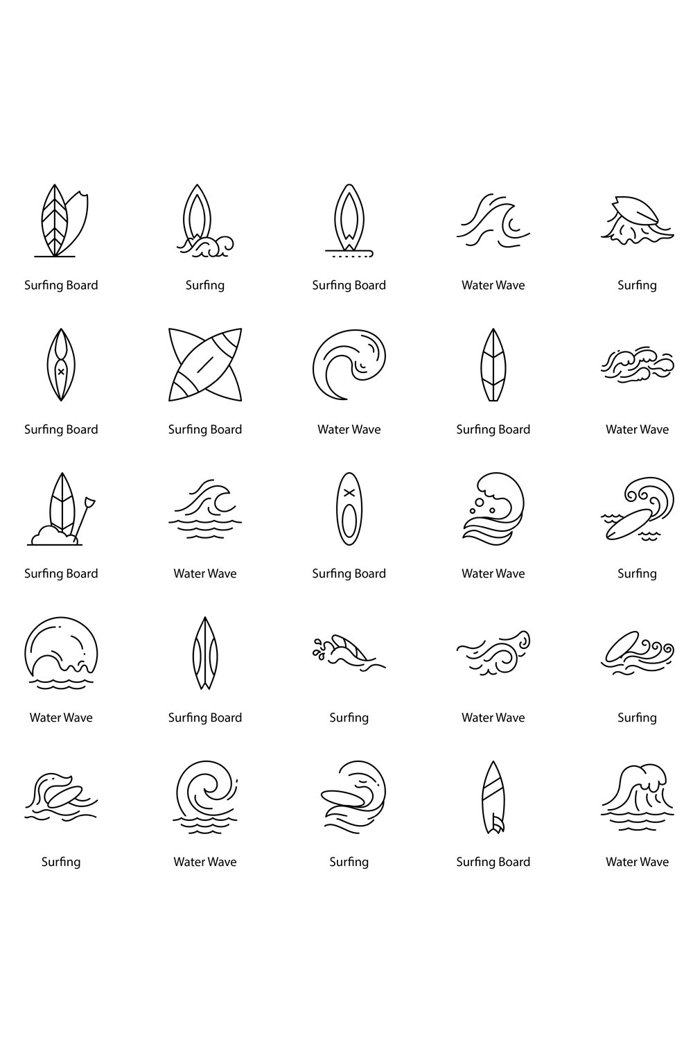 Surfing Icon Set (2967330)