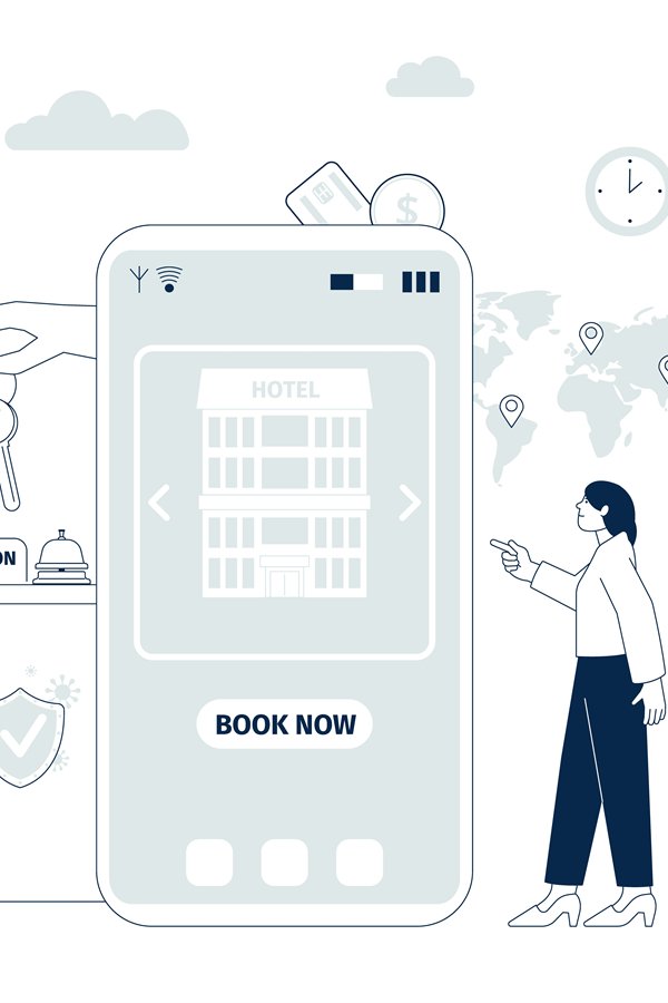 Booking hotel online. Digital booked experiences, technology