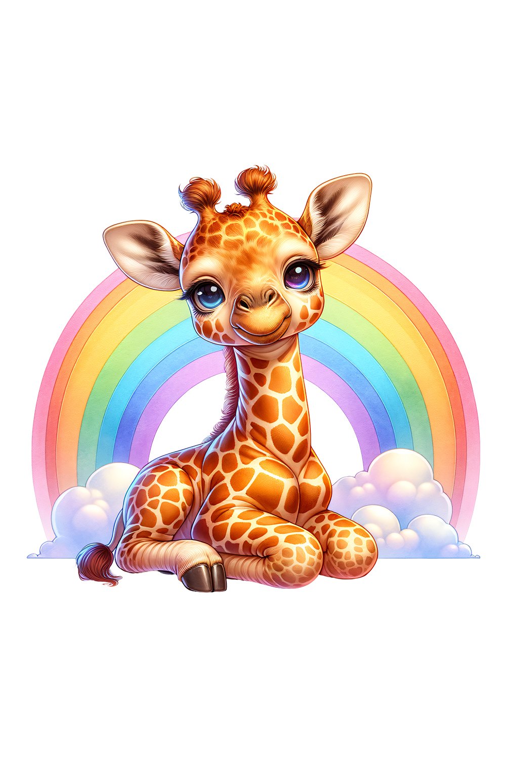 Giraffe with Rainbow Clipart, Animals Clipart (3487724)
