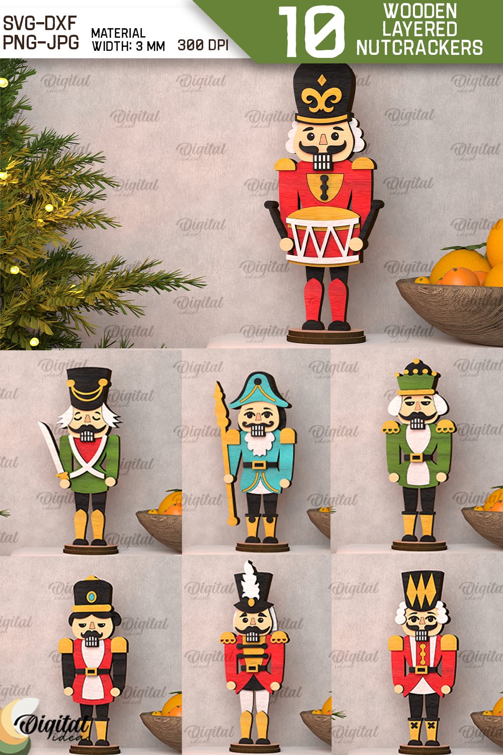 3D Wooden layered nutcrackers Laser Cut Bundle. (4663457)