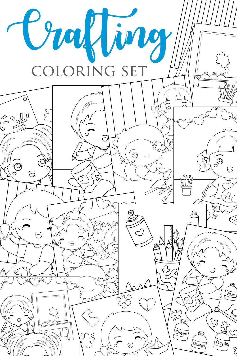 Cute Kids Crafting and Painting Fun Activity Coloring Set