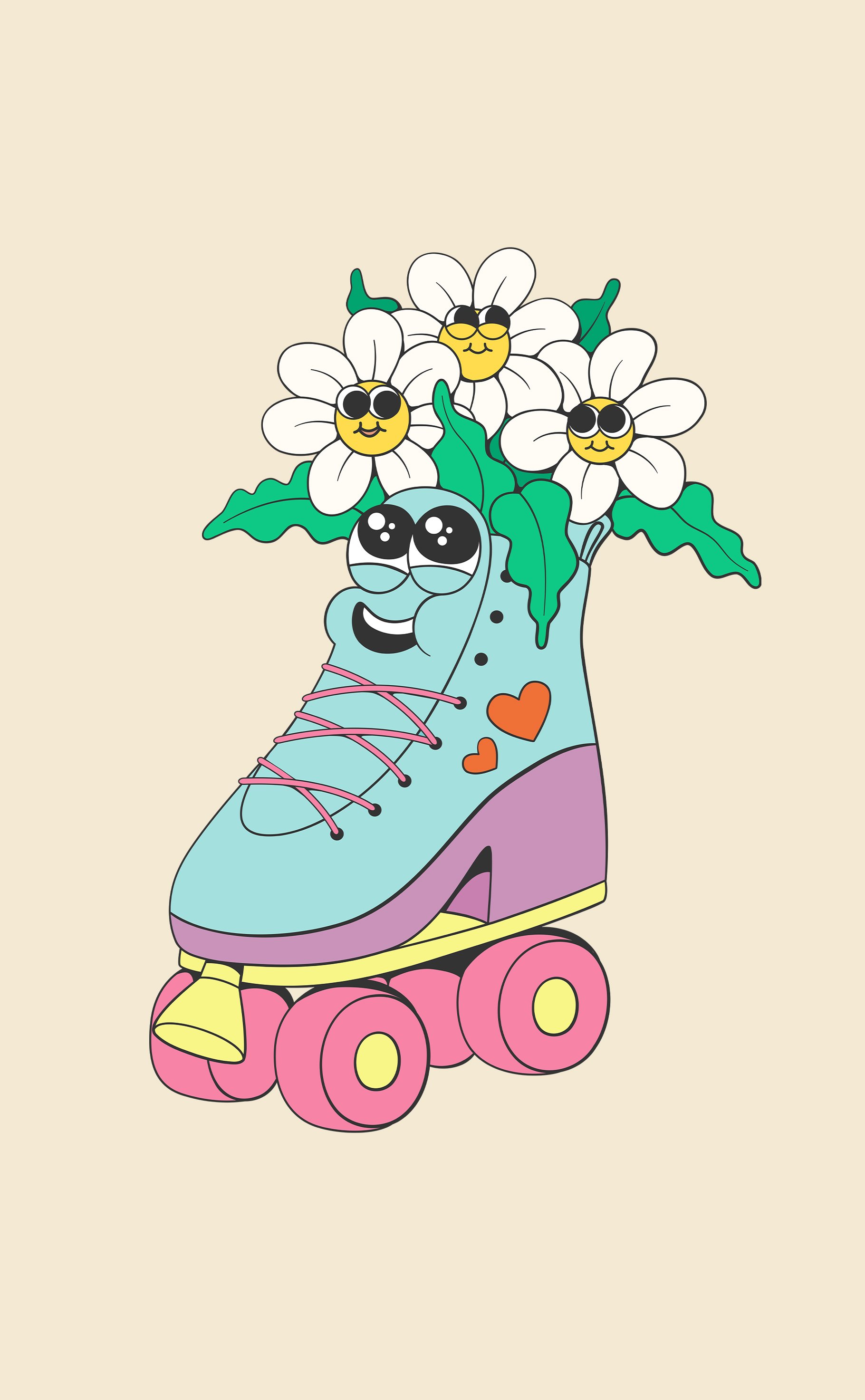 Retro Roller-Skate Groovy Mascot (3639823)