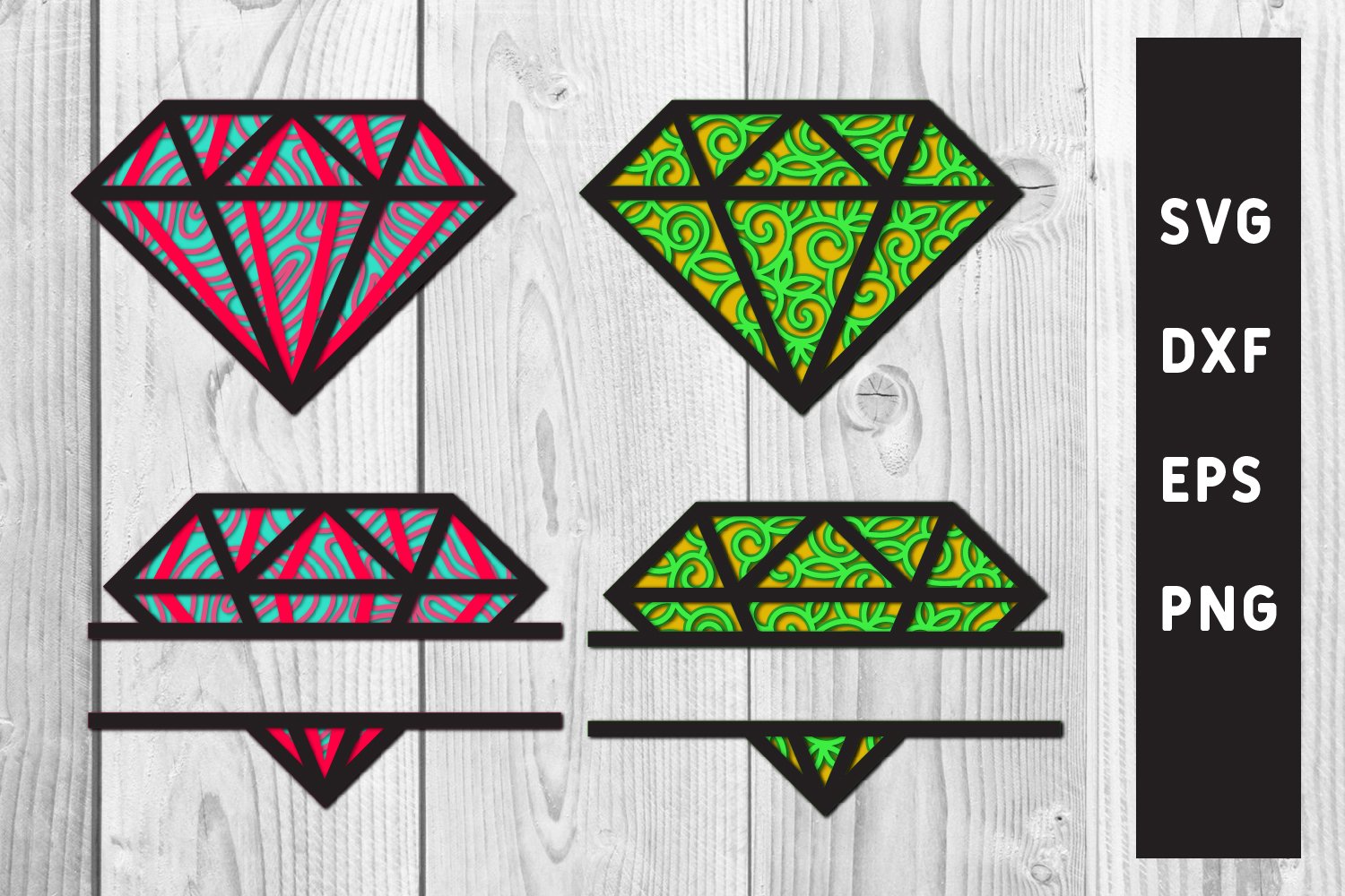 Layered Diamond 3d Monogram Svg Cut File