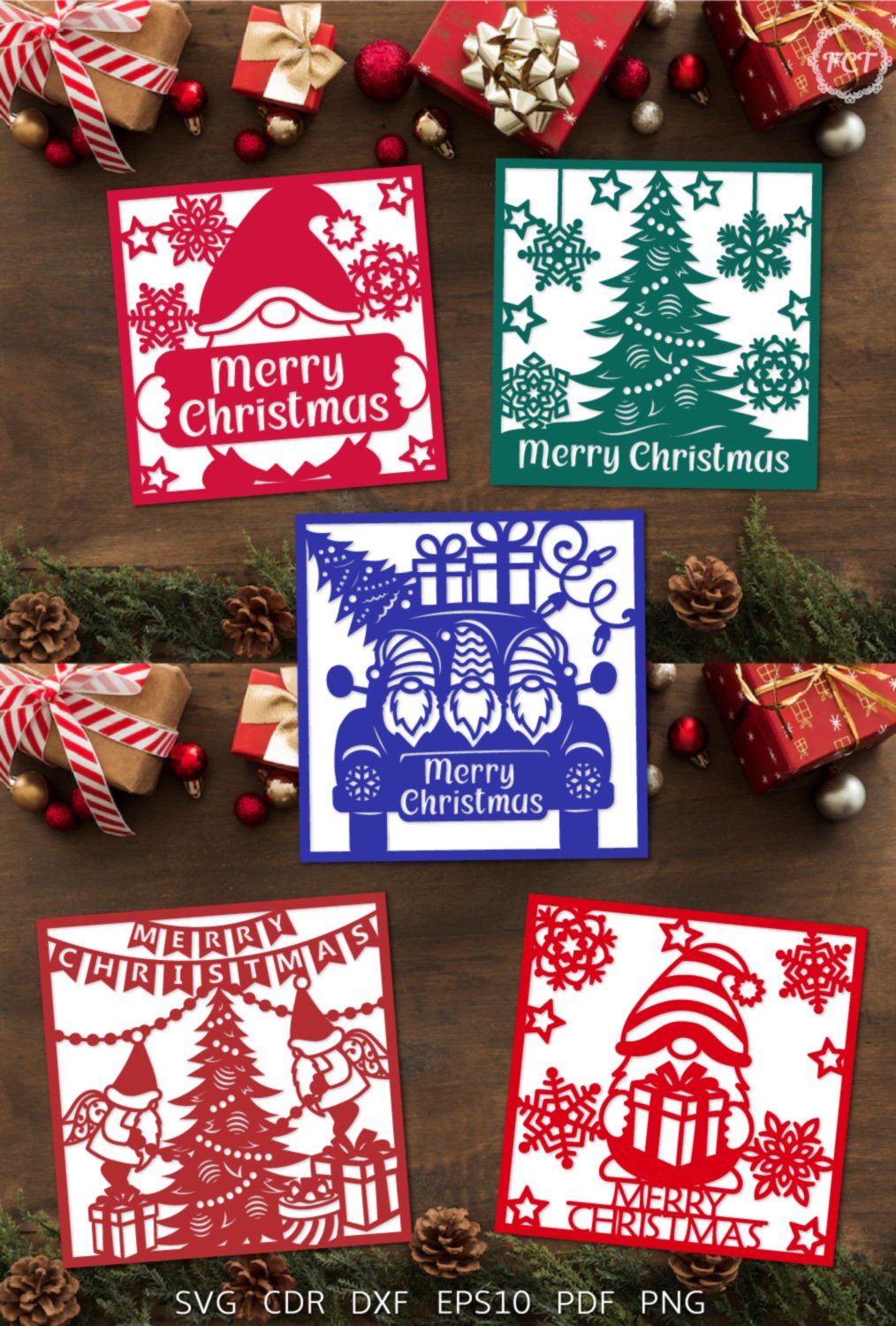 Christmas card SVG Bundle | Merry Christmas card Cricut set