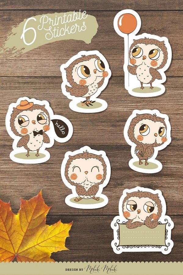 Funny Owl Cartoon Printable Stickers Cricut Design