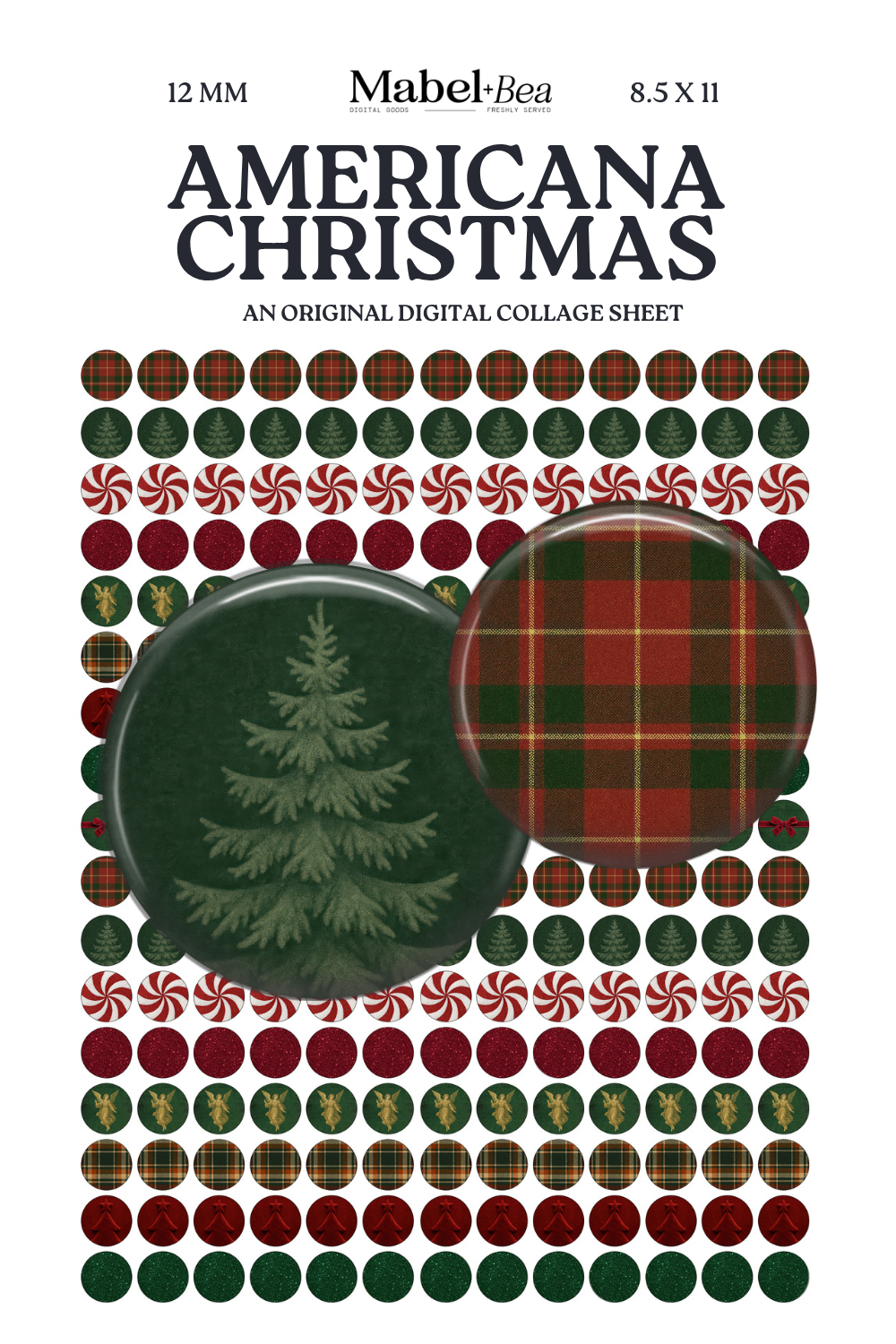 Americana Christmas 12mm Digital Collage Sheet