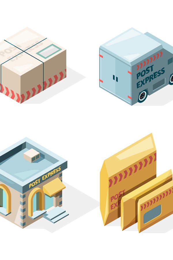 Post office. Mail and package delivery service cargo postbox