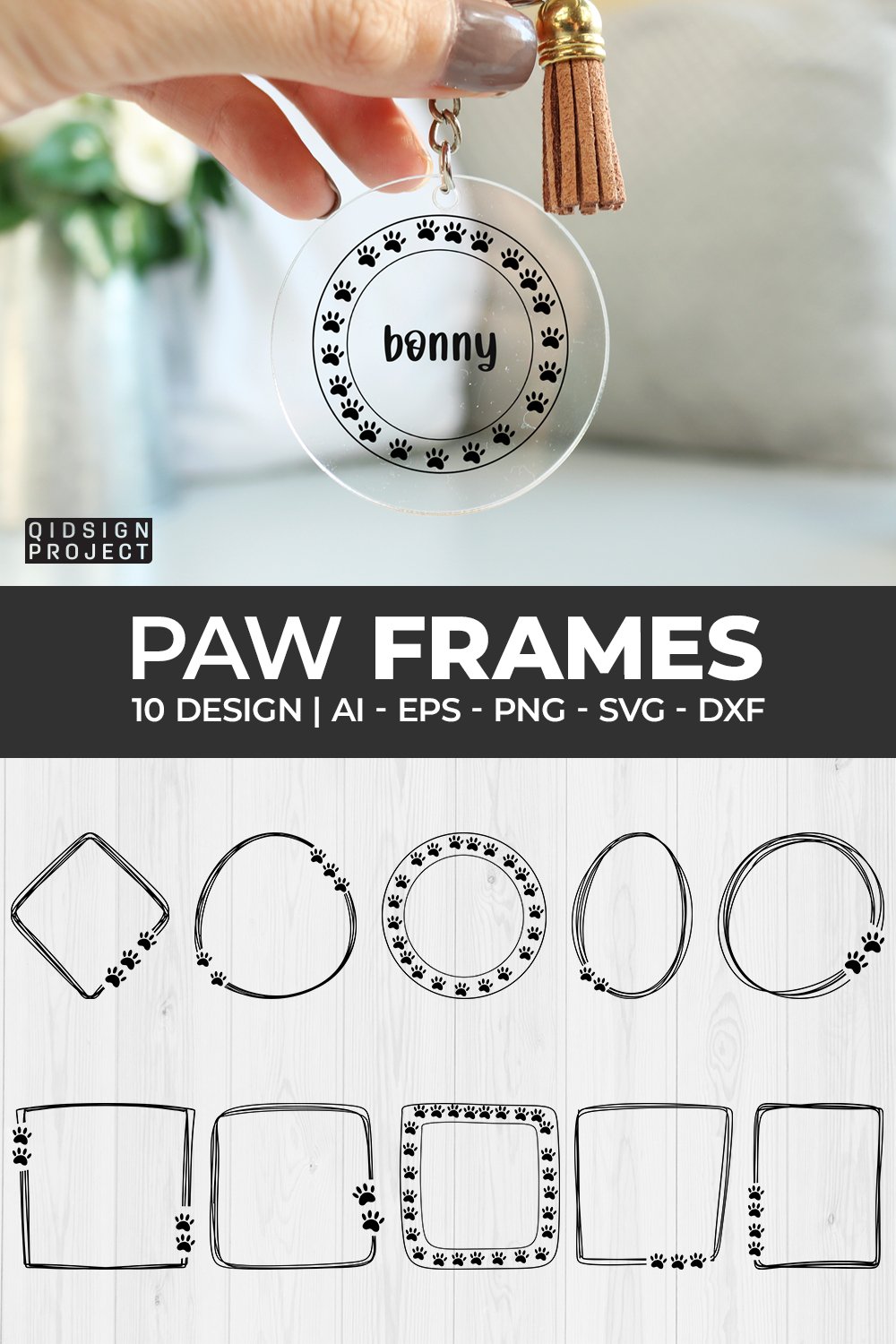 10 Paw Frames Svg, Paw Print Frames, Dog Paw, border svg