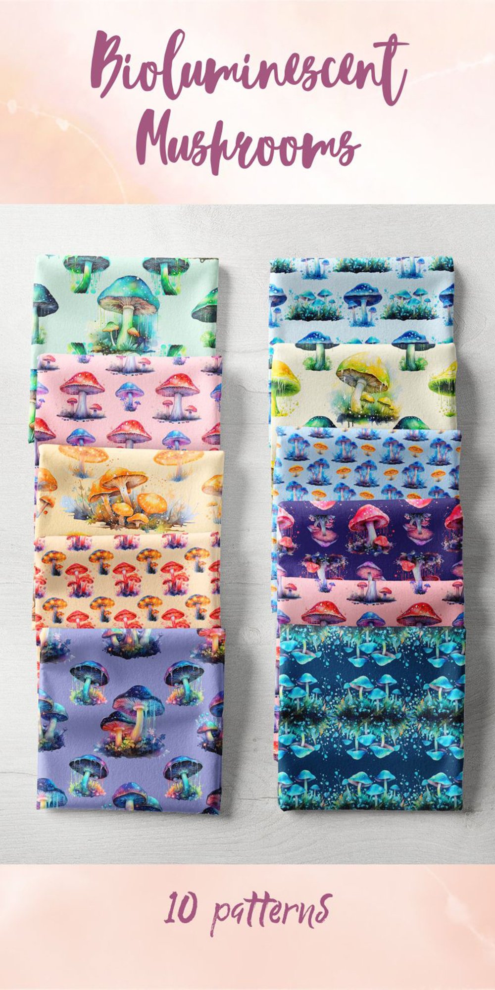 Watercolor Mushrooms Digital Paper