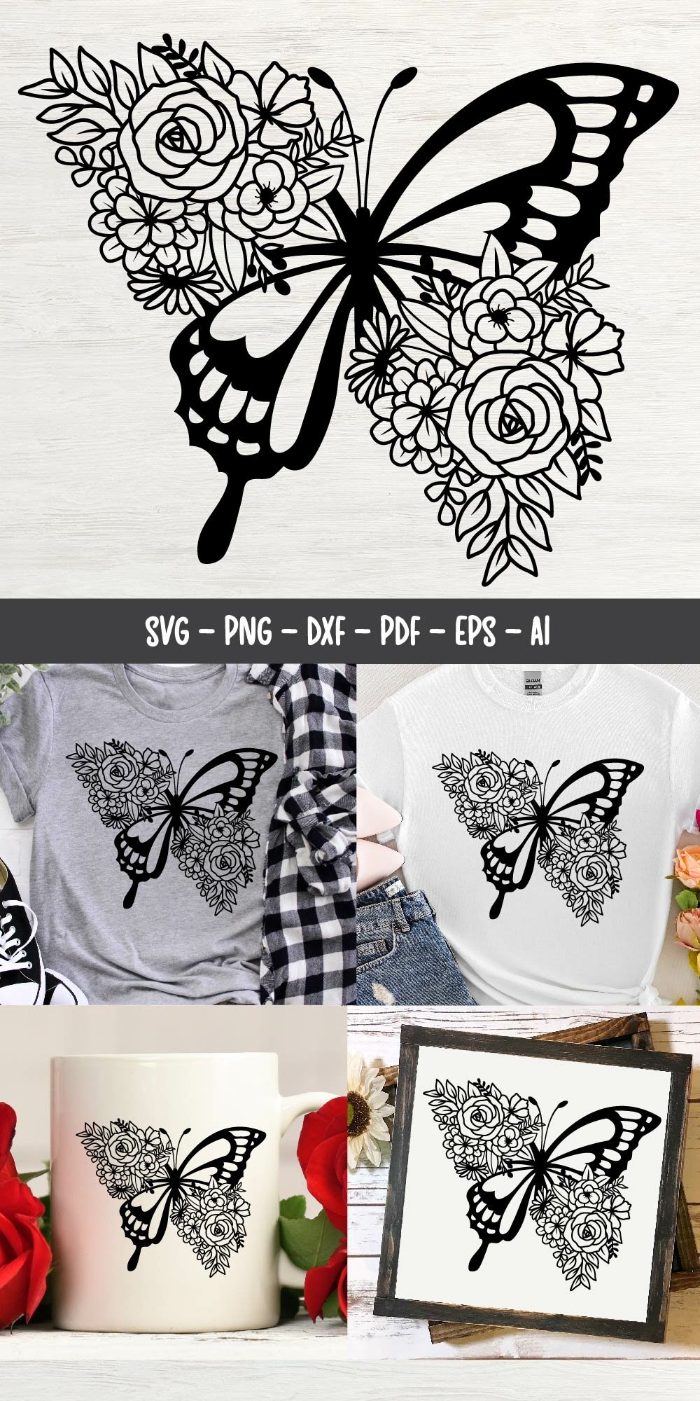 Flower Butterfly Svg, Floral Butterfly Svg, (3633016)