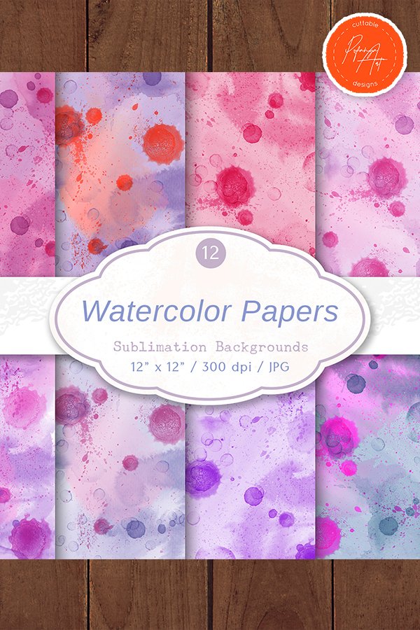 Watercolor digital paper bundle scrapbooking papers