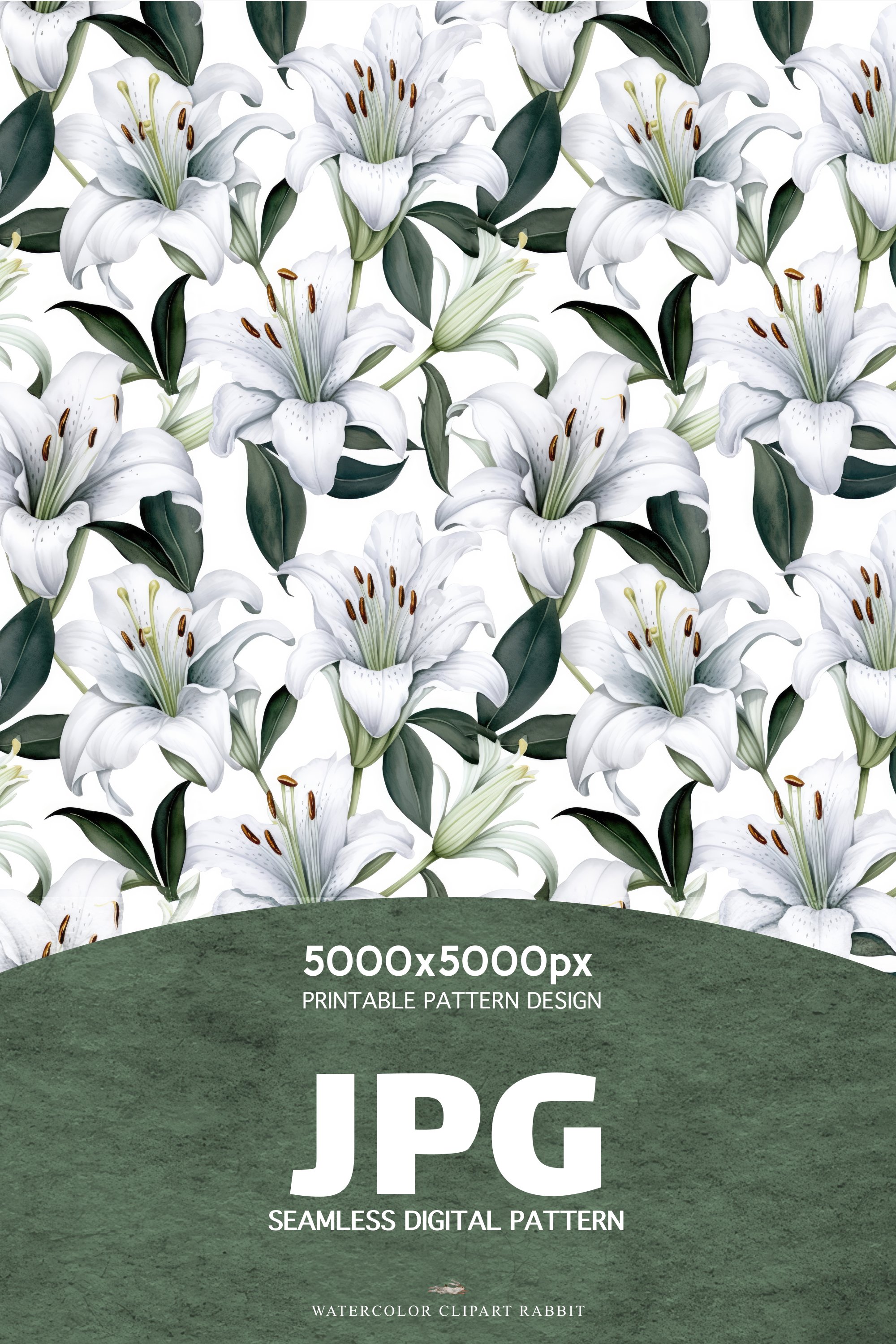 Lily Flowers Pattern Seamless Digital Paper JPG Background