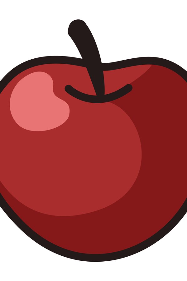 Red apple. Cartoon isolated flat fruit graphic