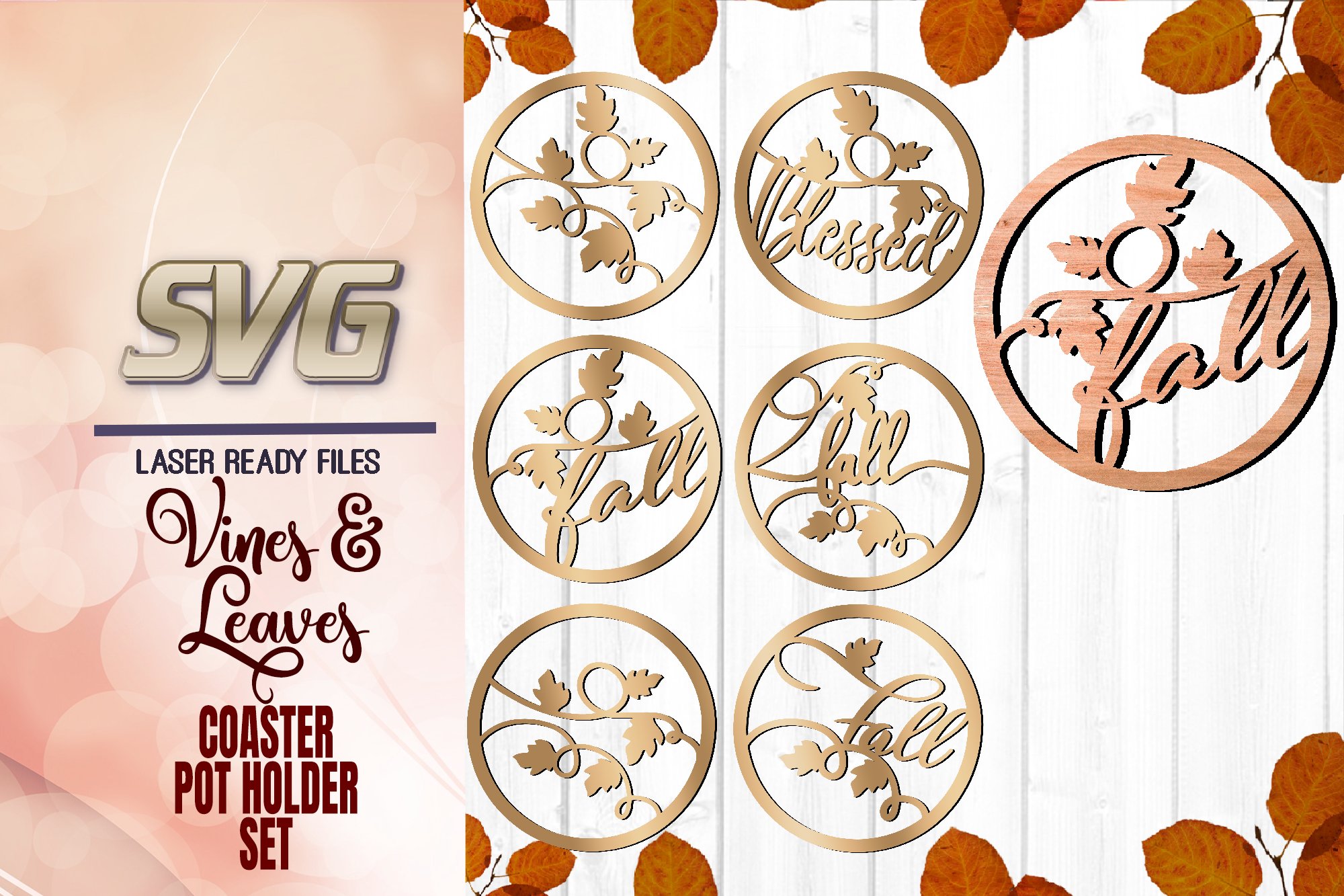 Fall Coaster SVG | Fall SVG Laser Cut Files