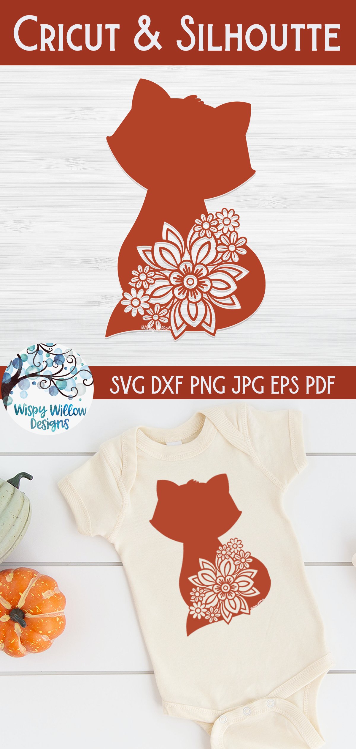 Floral Fox SVG | Cute Fox with Flowers SVG