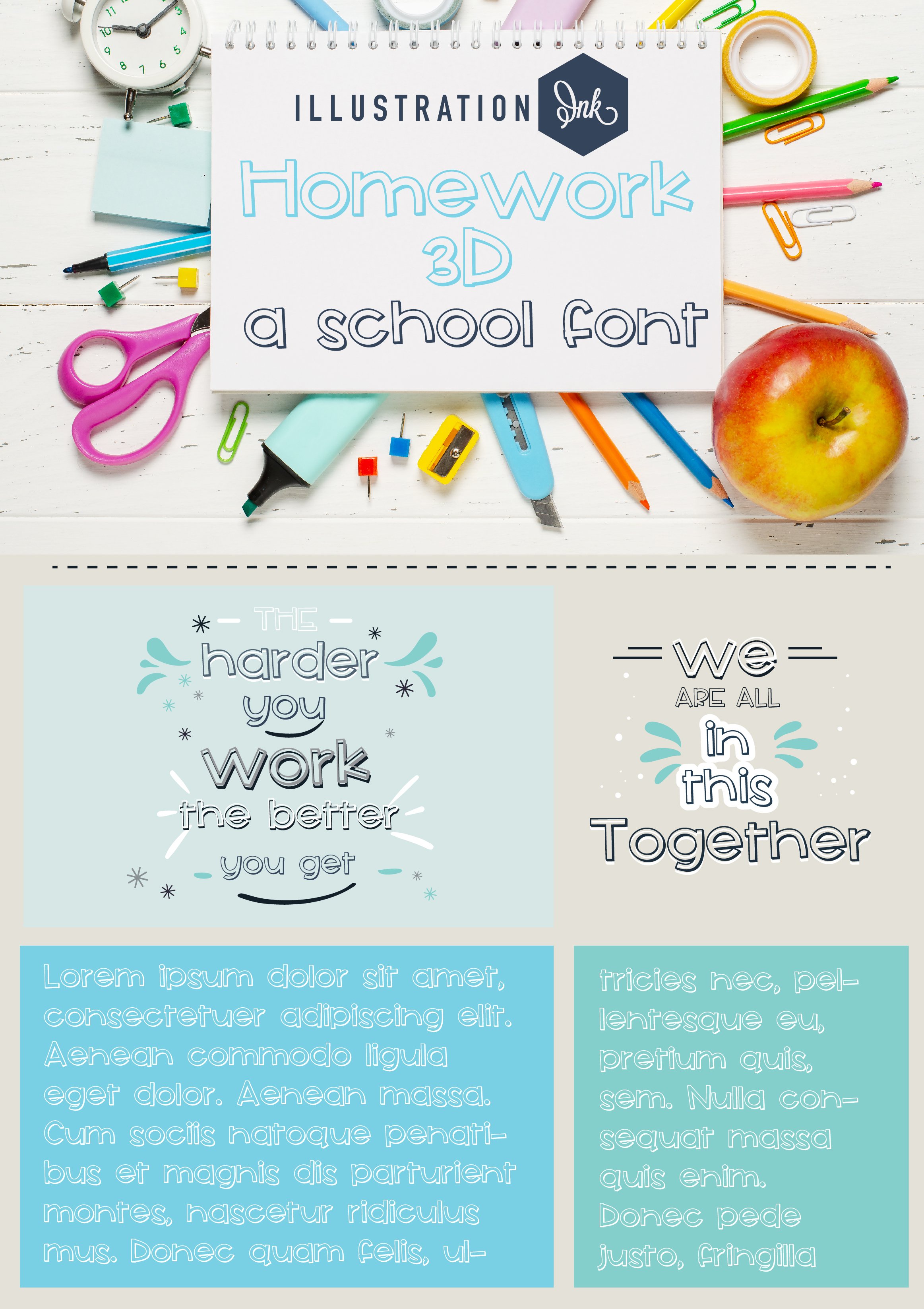 Hand-crafted, youthful school font for teachers and students