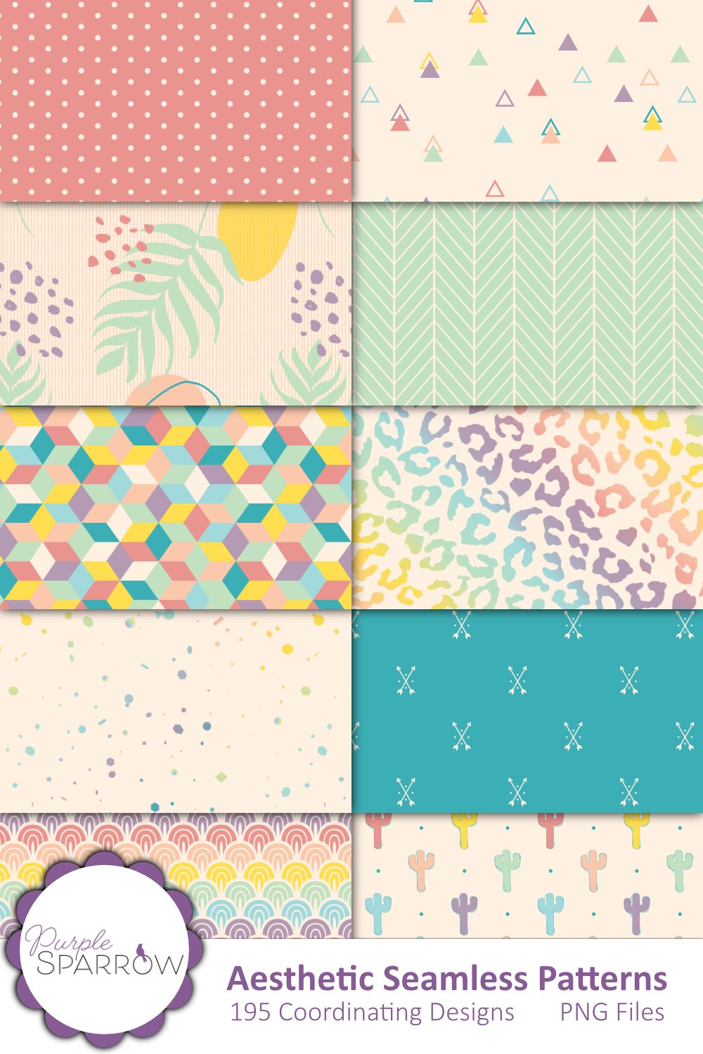 Aesthetic Seamless Patterns | 195 PNG Files