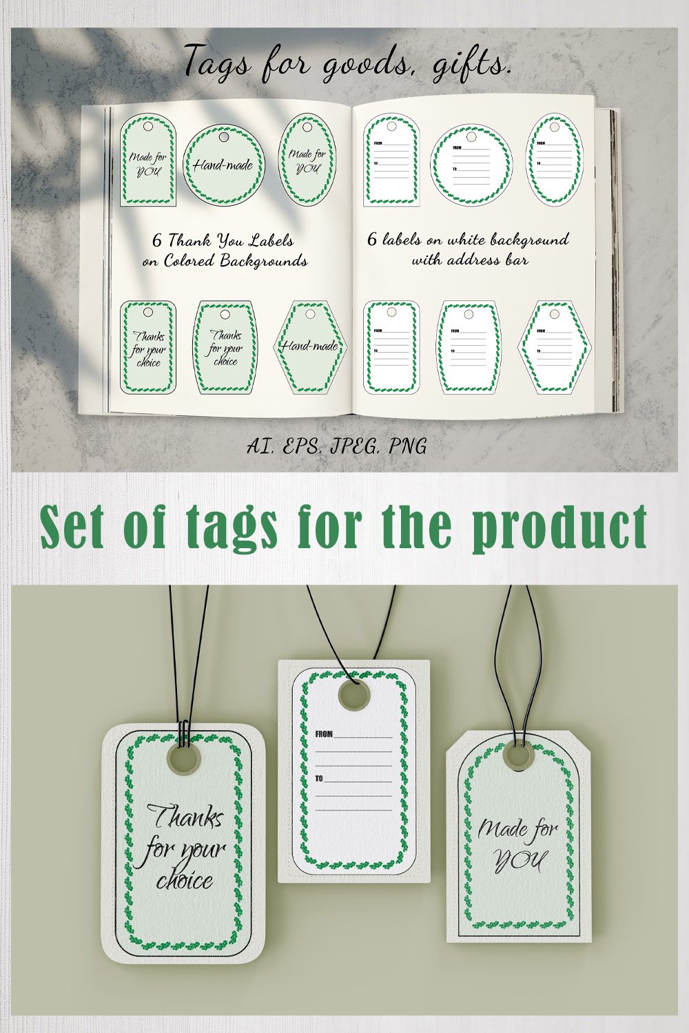 Clover tags. labels for goods, gifts