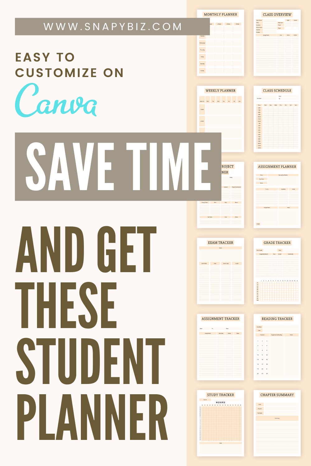 Student Planners- Editable Planner- Exam Tracker-Grade Track