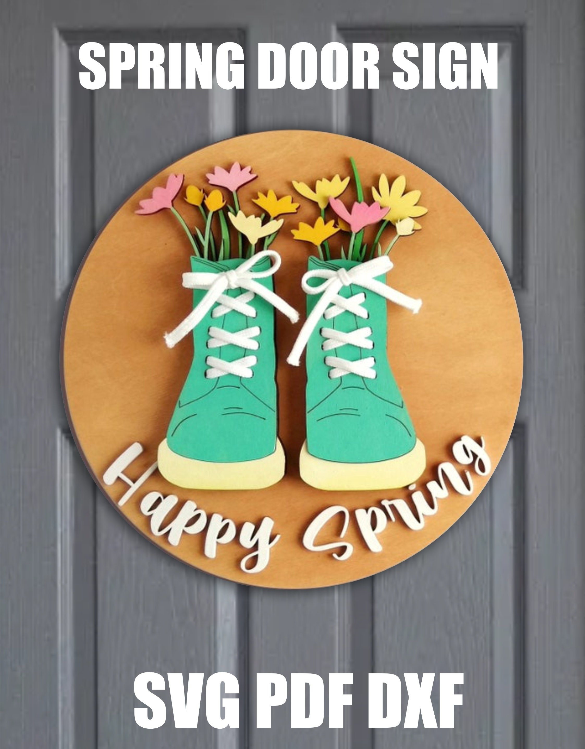 Happy Spring sign svg | Spring door sign svg